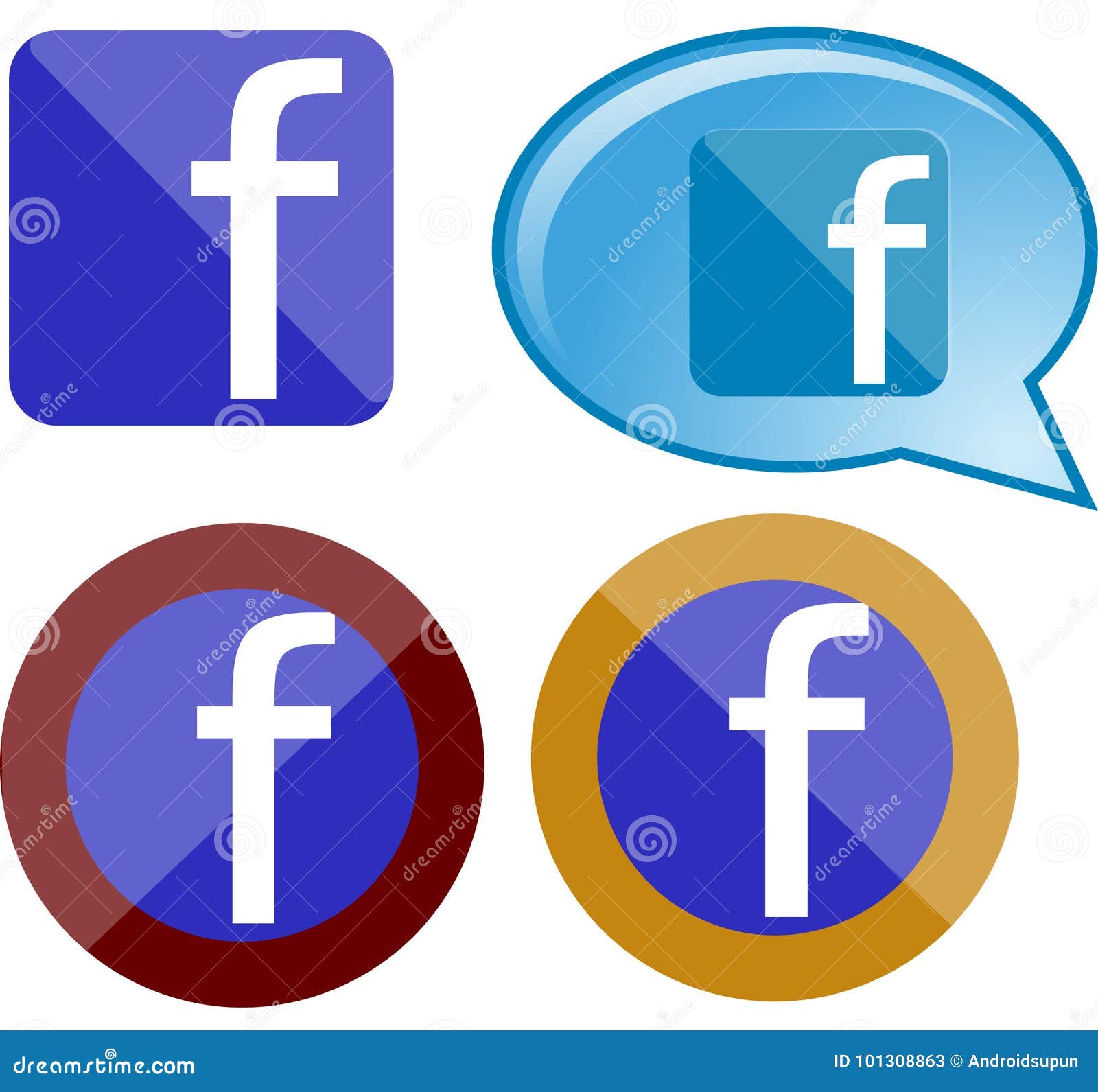 Faceboook glass Logo set editorial stock photo. Illustration of graphic ...