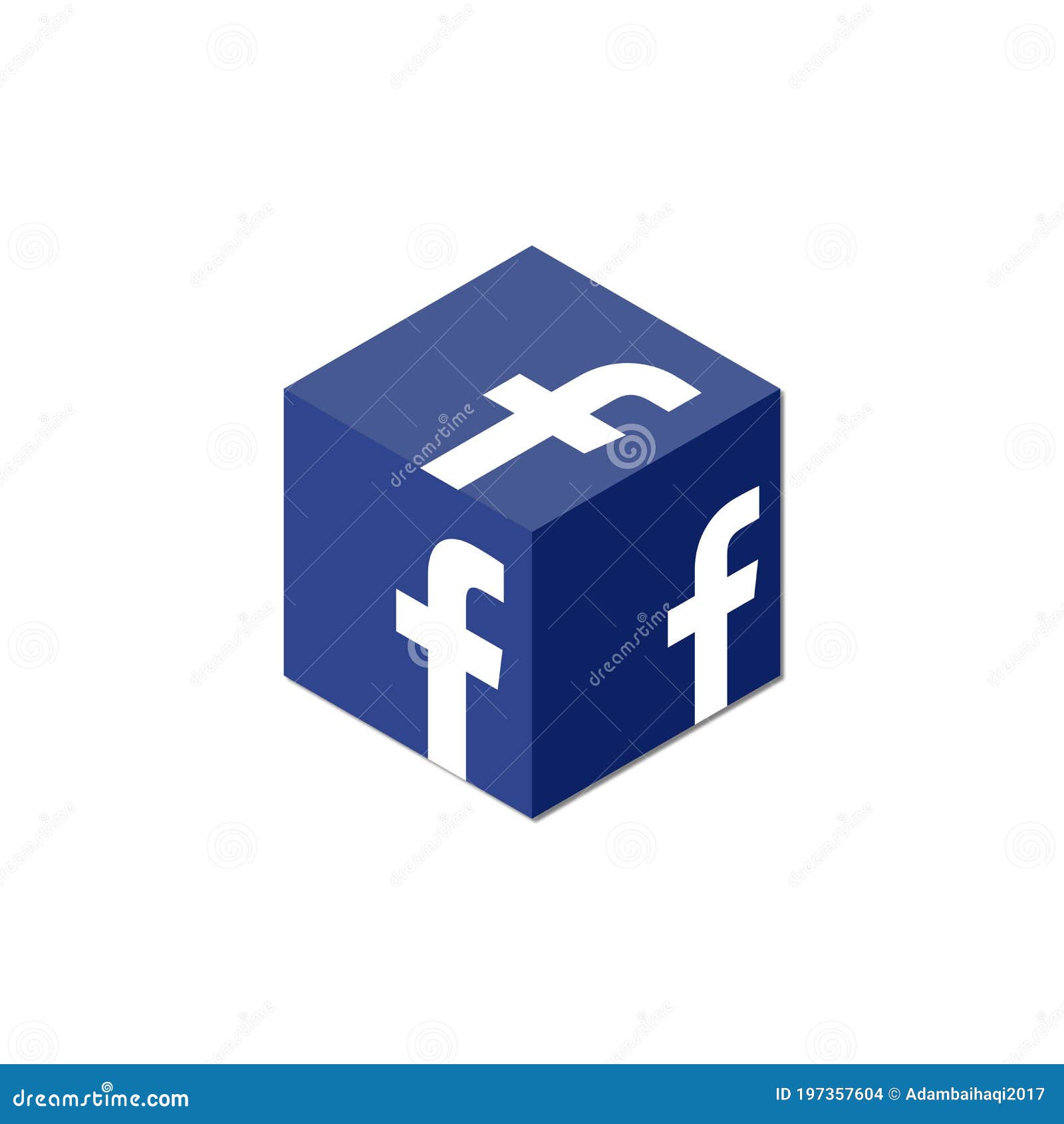 Facebook Logo Icon in 3D Isometric Cube Shape. Facebook Social Media 3D ...