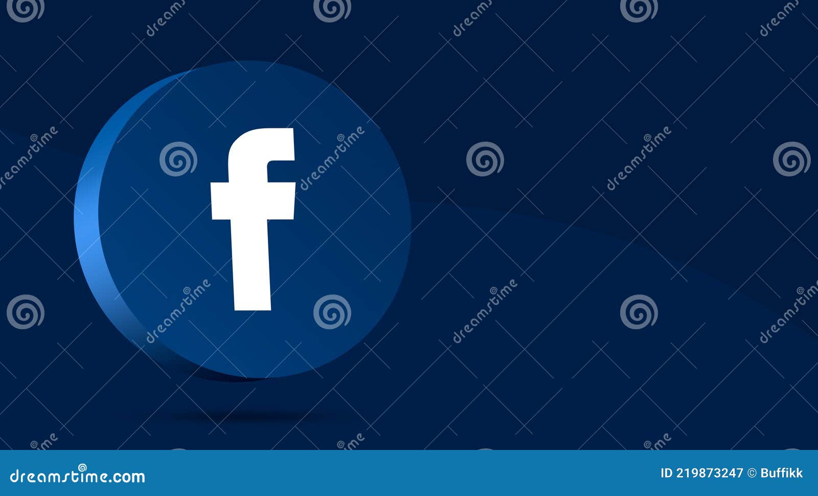 Facebook Logo Minimal Design on the Round Button 3d Render. Social ...