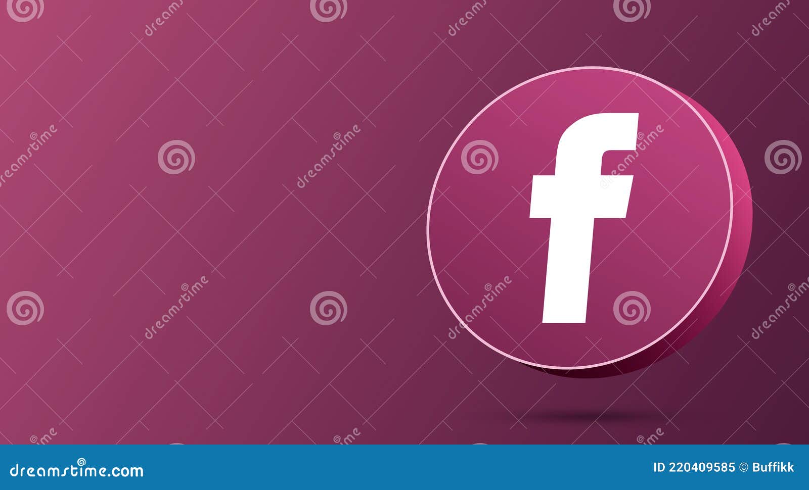 Facebook Logo Minimal Design on the Round Button 3d Render. Social ...