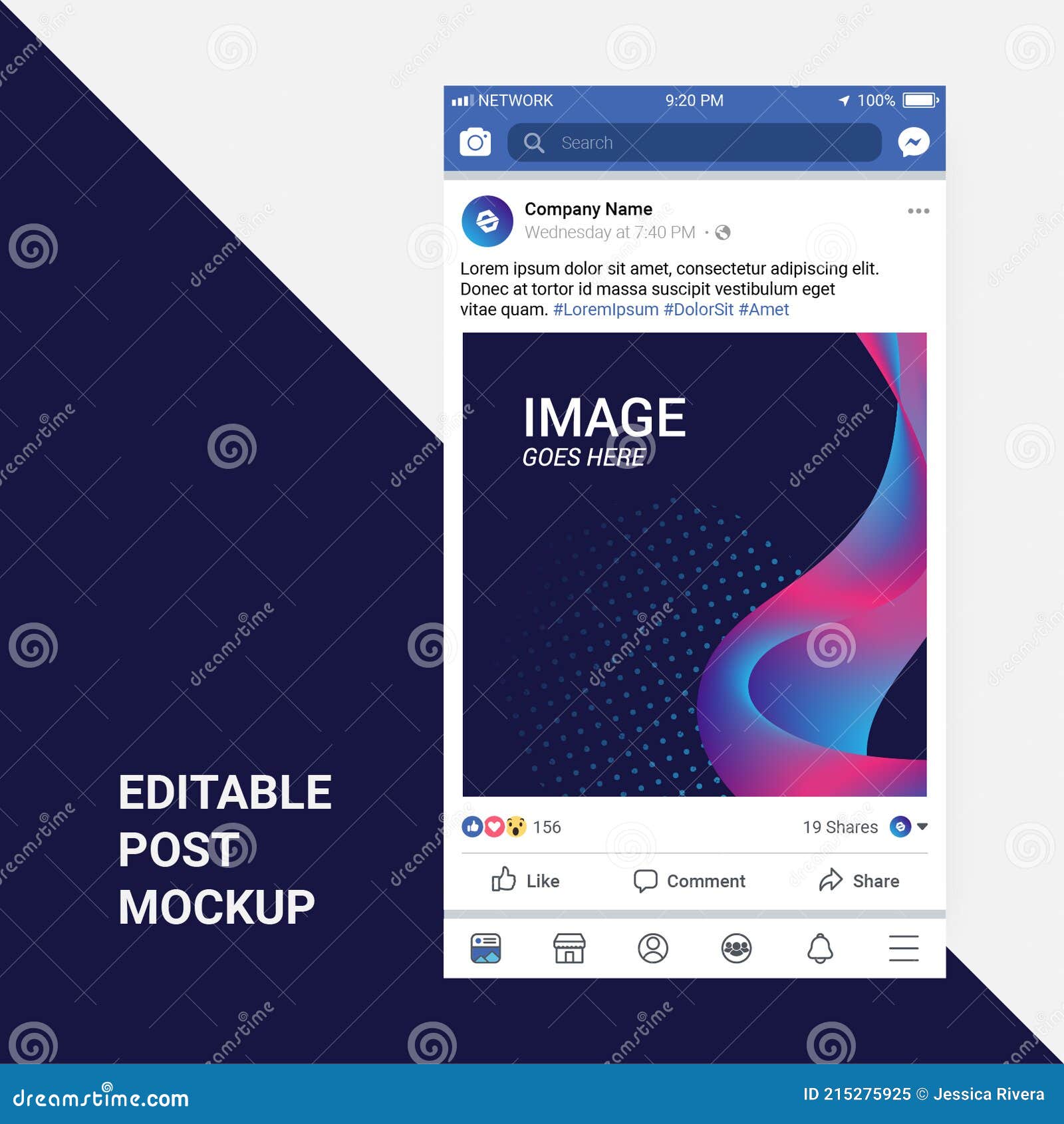 Fully Editable Facebook Post Mockup Stock Vector - Illustration of ...