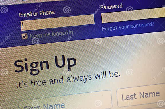 Facebook Sign Up - Screen Shot Editorial Photography - Image of concept ...
