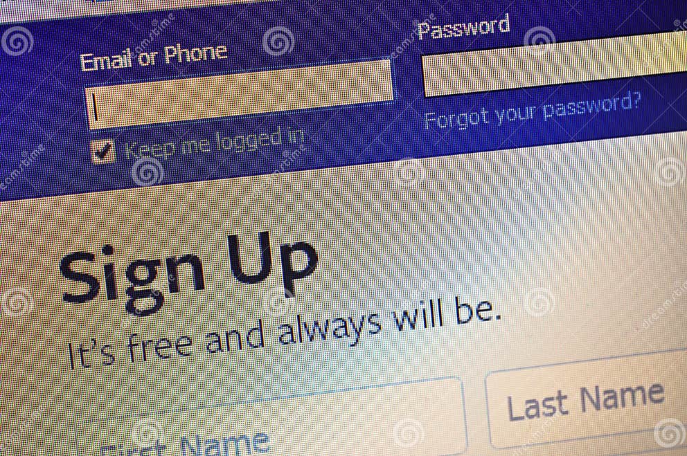 Facebook Sign Up - Screen Shot Editorial Photography - Image of concept ...