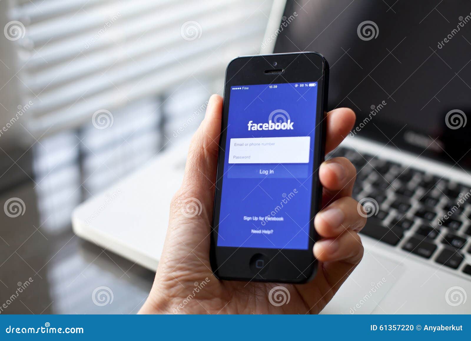 Facebook on smartphone editorial image. Image of interior - 61357220