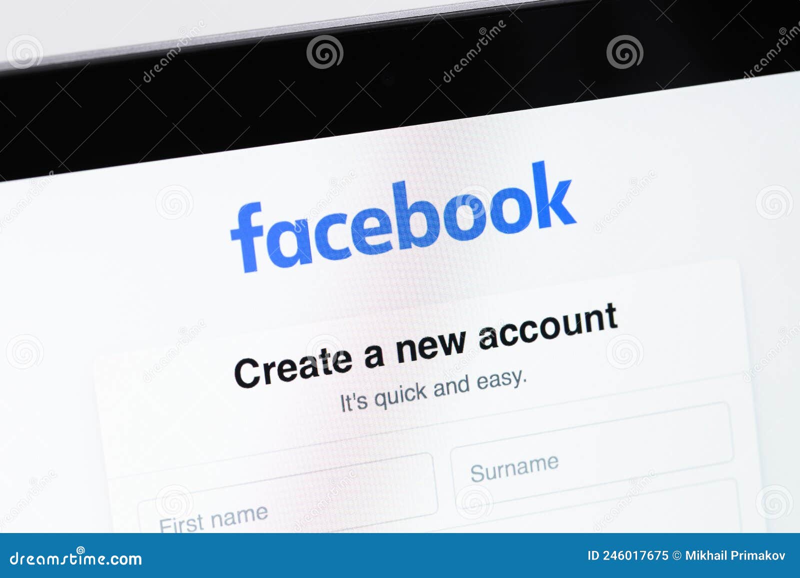 Facebook Start Page Website on Display Notebook Closeup Editorial Image ...