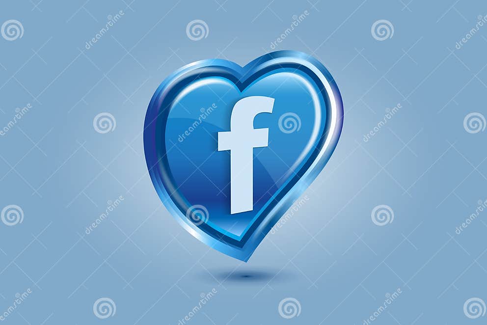 Facebook love heart symbol editorial stock photo. Illustration of clip ...