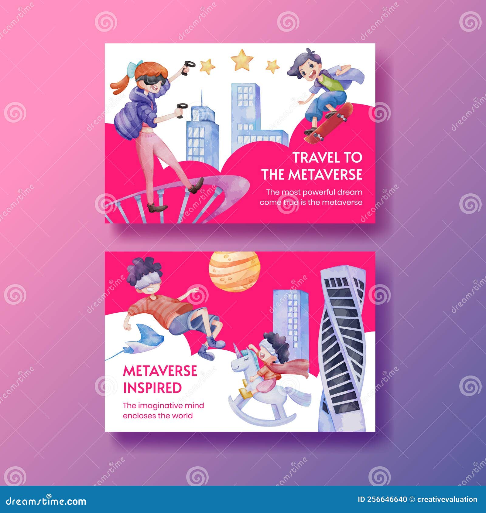 Facebook Template with Metaverse Technology Concept,watercolor Style ...