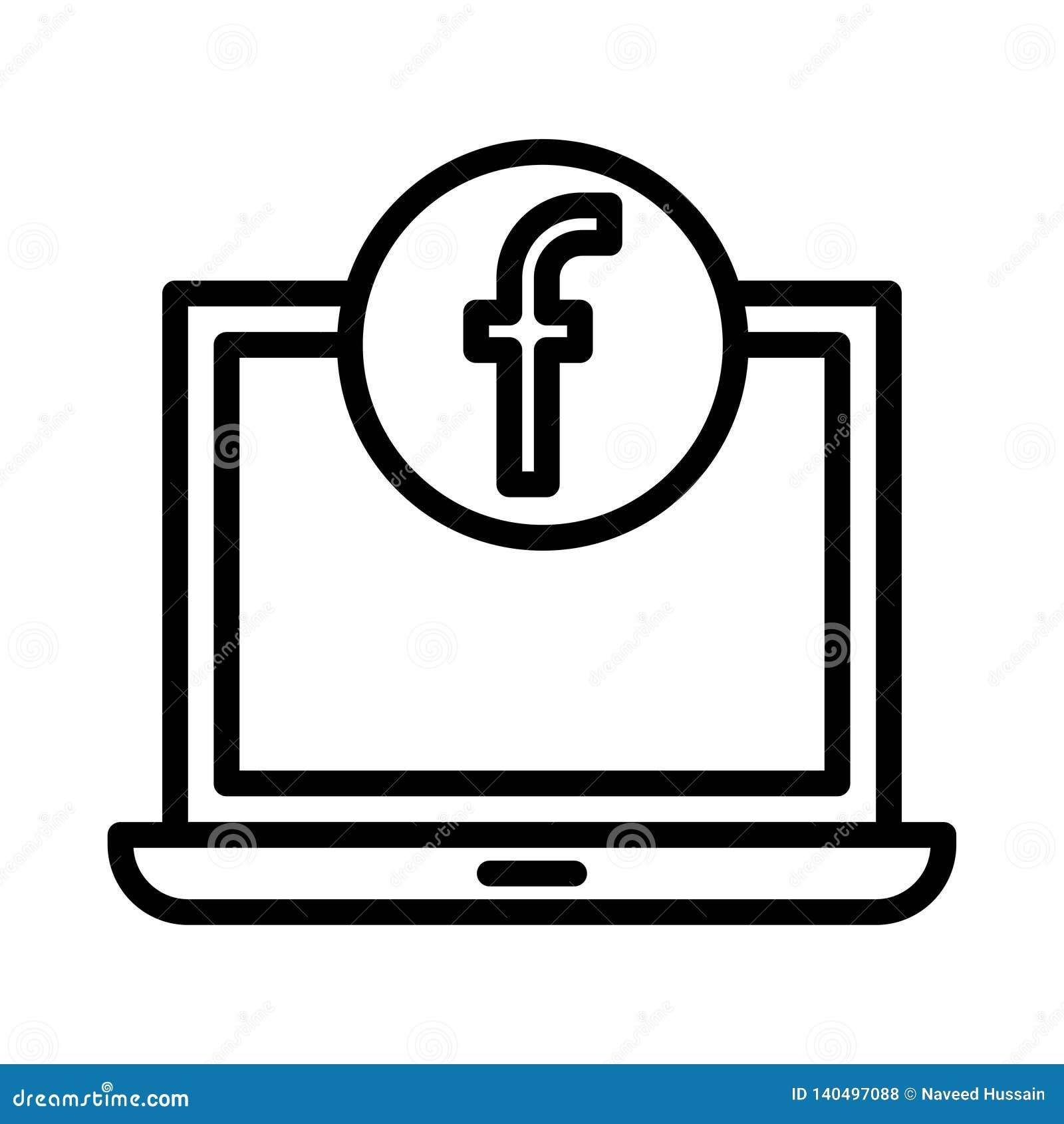 Facebook Thin Line Vector Icon Editorial Stock Photo - Illustration of ...