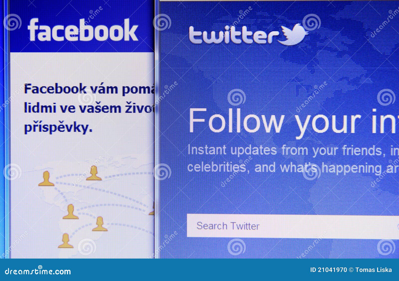 Facebook and twitter editorial image. Image of social - 21041970