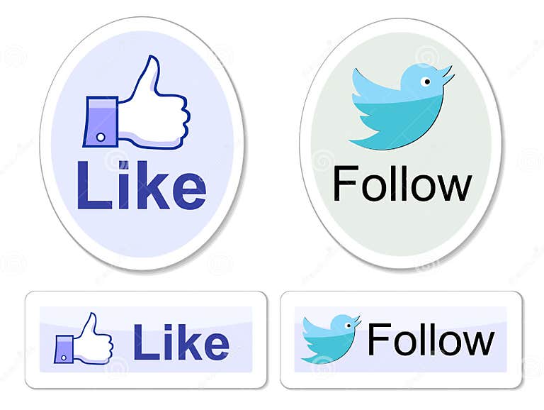 Facebook and Twitter Like it Buttons Editorial Stock Image ...