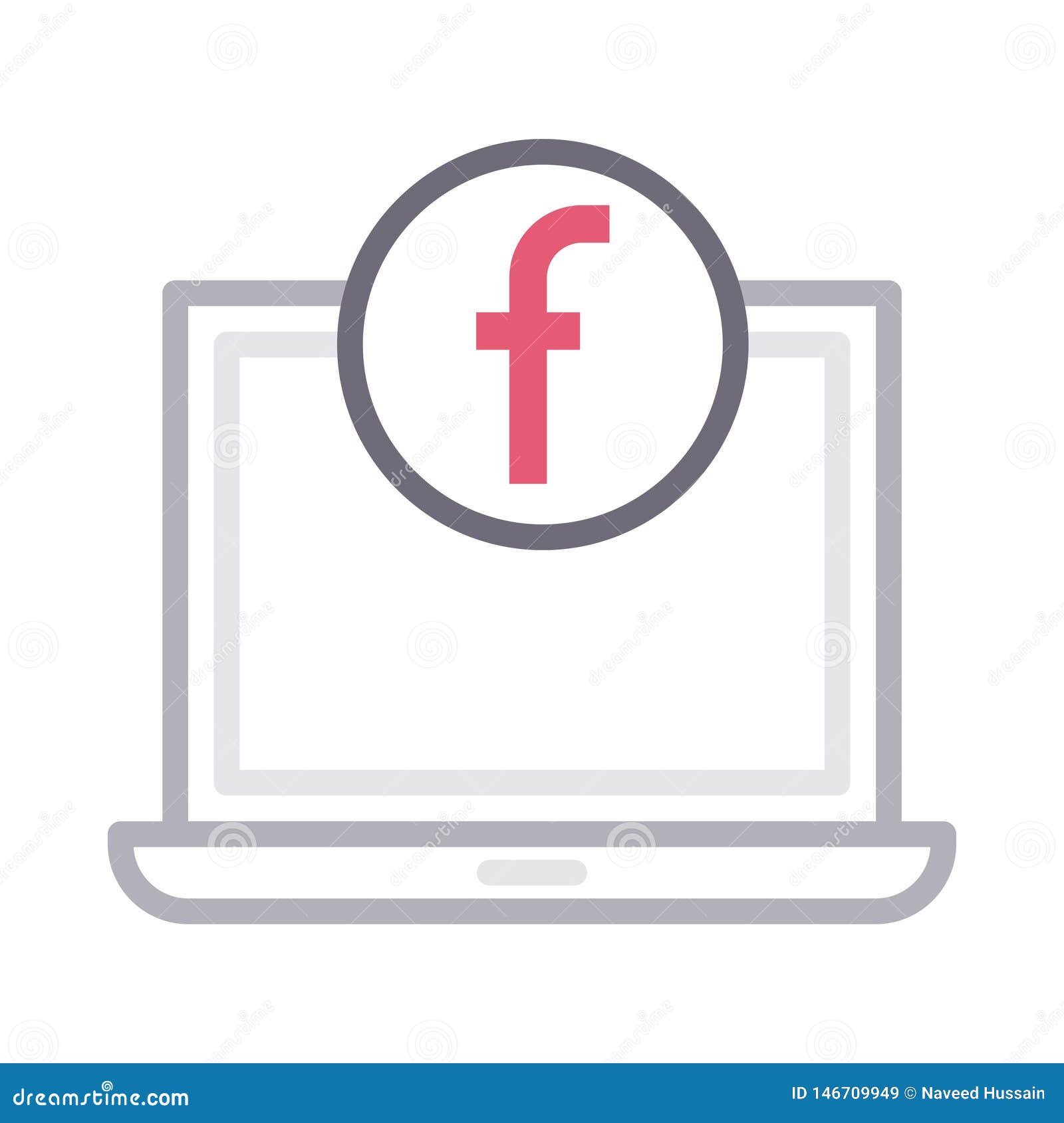 Facebook Thin Line Color Vector Icon Editorial Stock Image ...