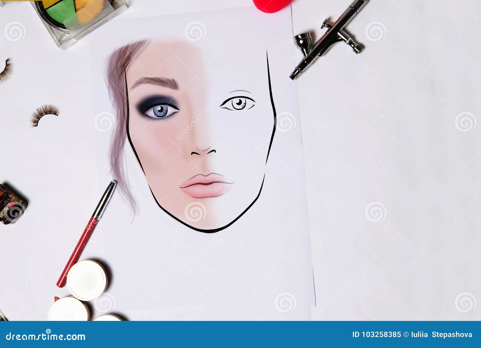 Facechart Makeup Template For Drawing Cosmetics Stock Image ...