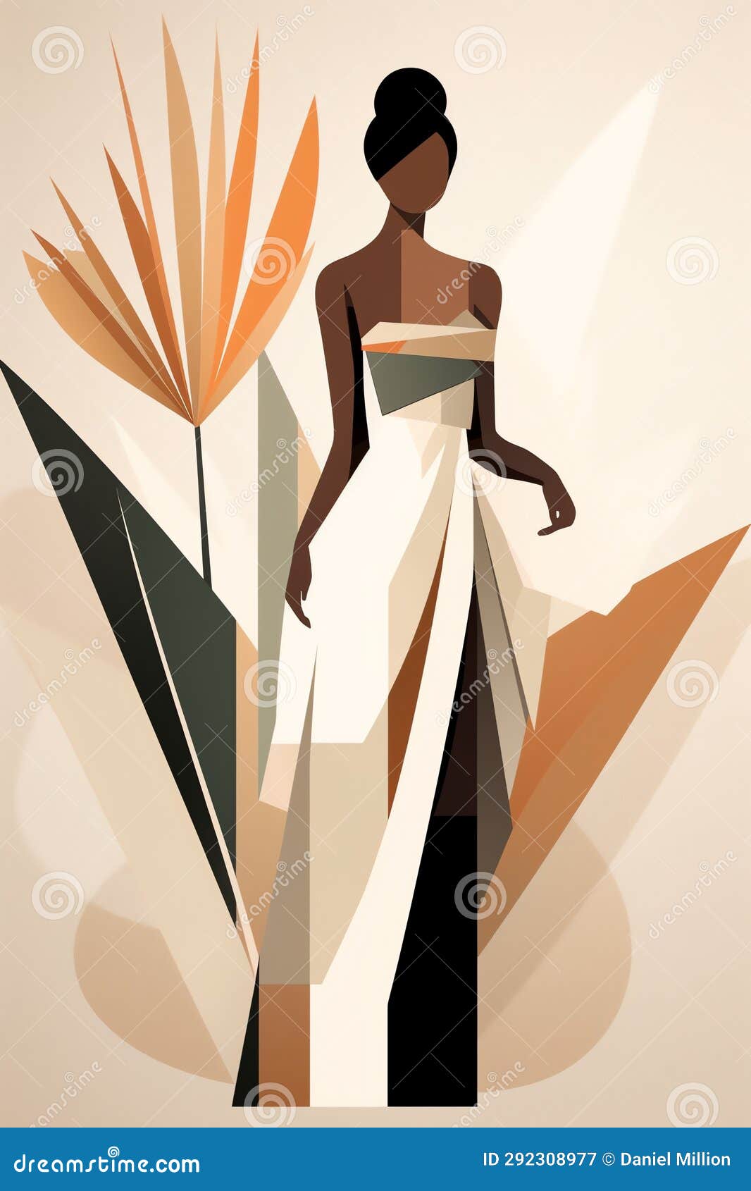 Faceless Black Women Wall Art Digital Print Illustration Stock ...