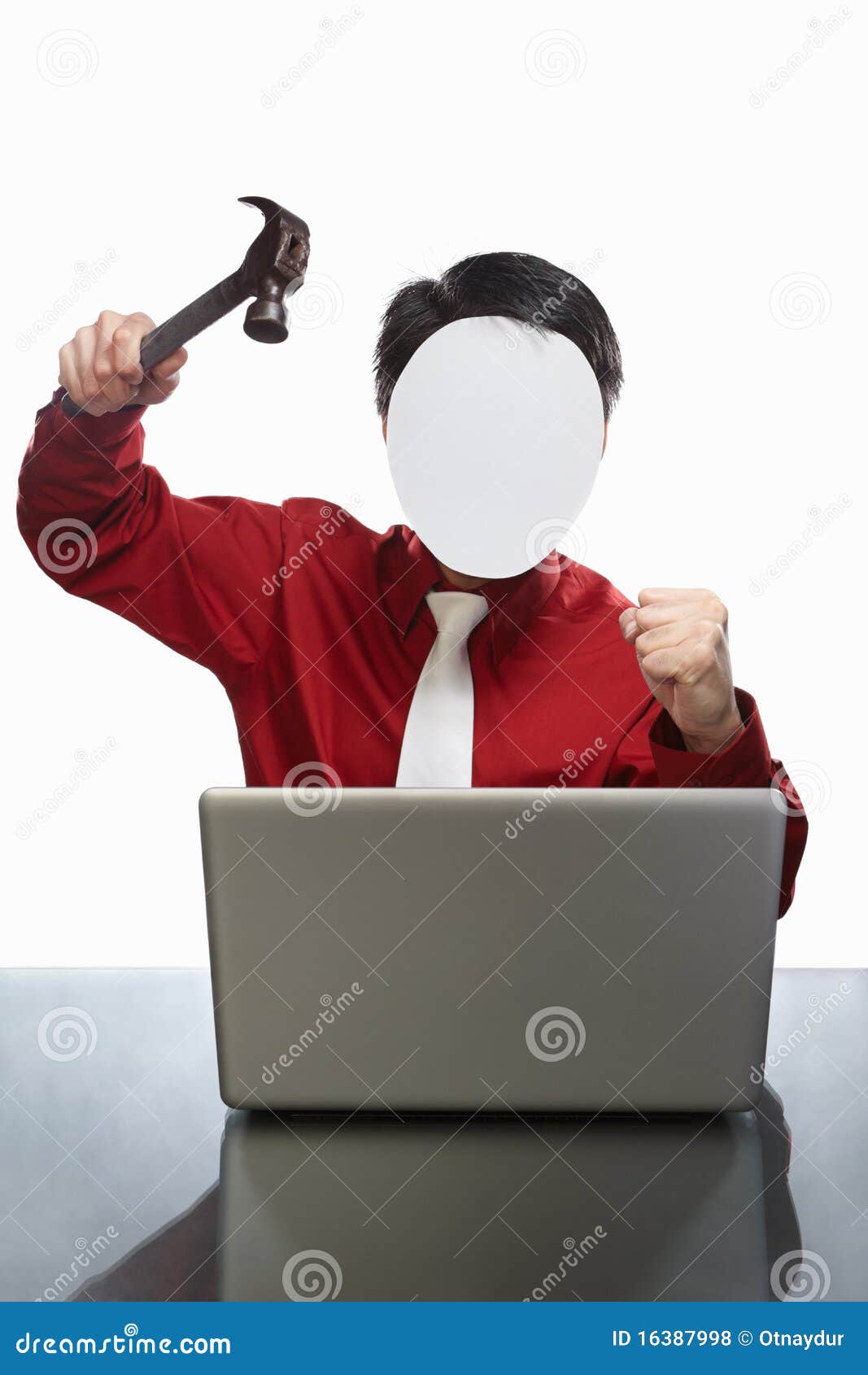Faceless Businessman and Laptop Stock Photo - Image of mask, hammer ...