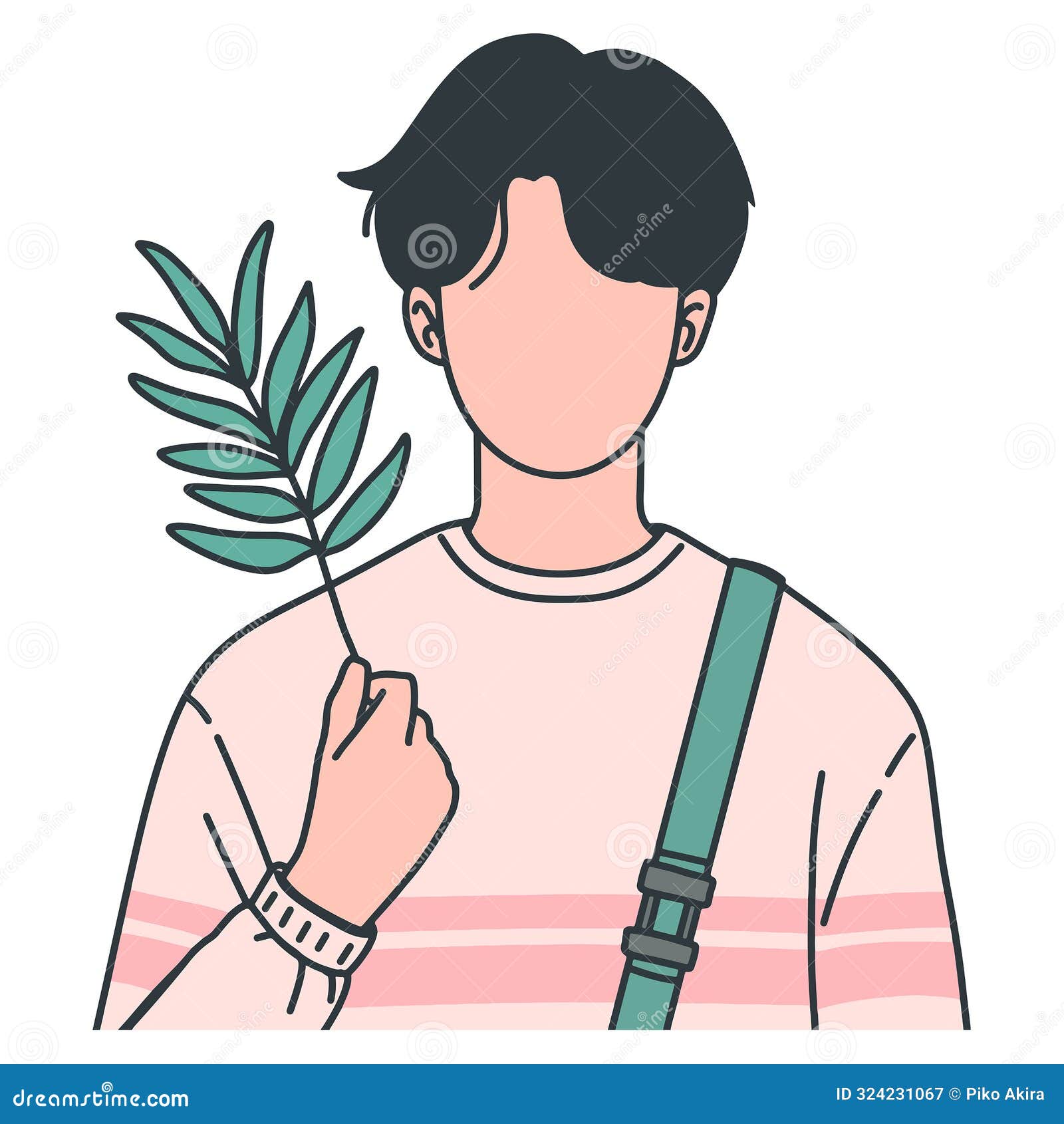Faceless Cute Boy Aesthetic Illustrations Stock Illustration ...