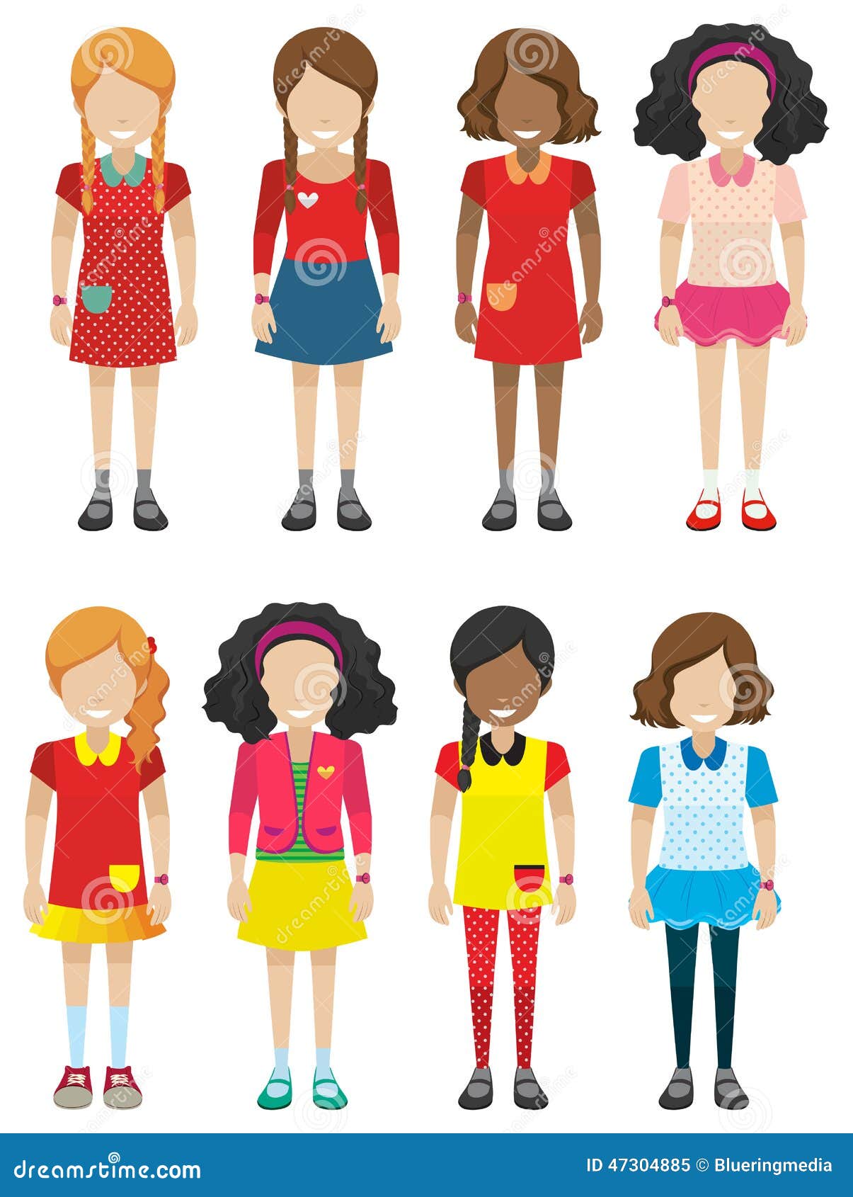 Faceless female kids stock vector. Illustration of background - 47304885