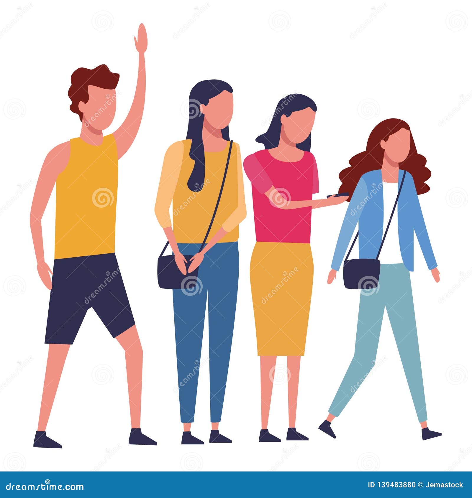 Faceless group people stock vector. Illustration of gesture - 139483880