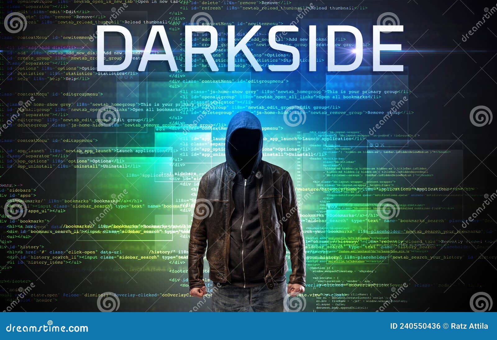 Faceless Hacker on Code Background Stock Photo - Image of code ...