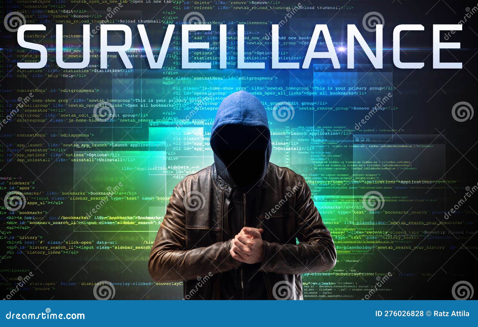 Faceless Hacker on Code Background Stock Photo - Image of identity ...