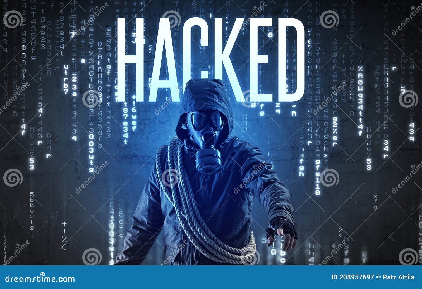 Faceless Hacker with Inscription Stock Image - Image of danger, hooded ...