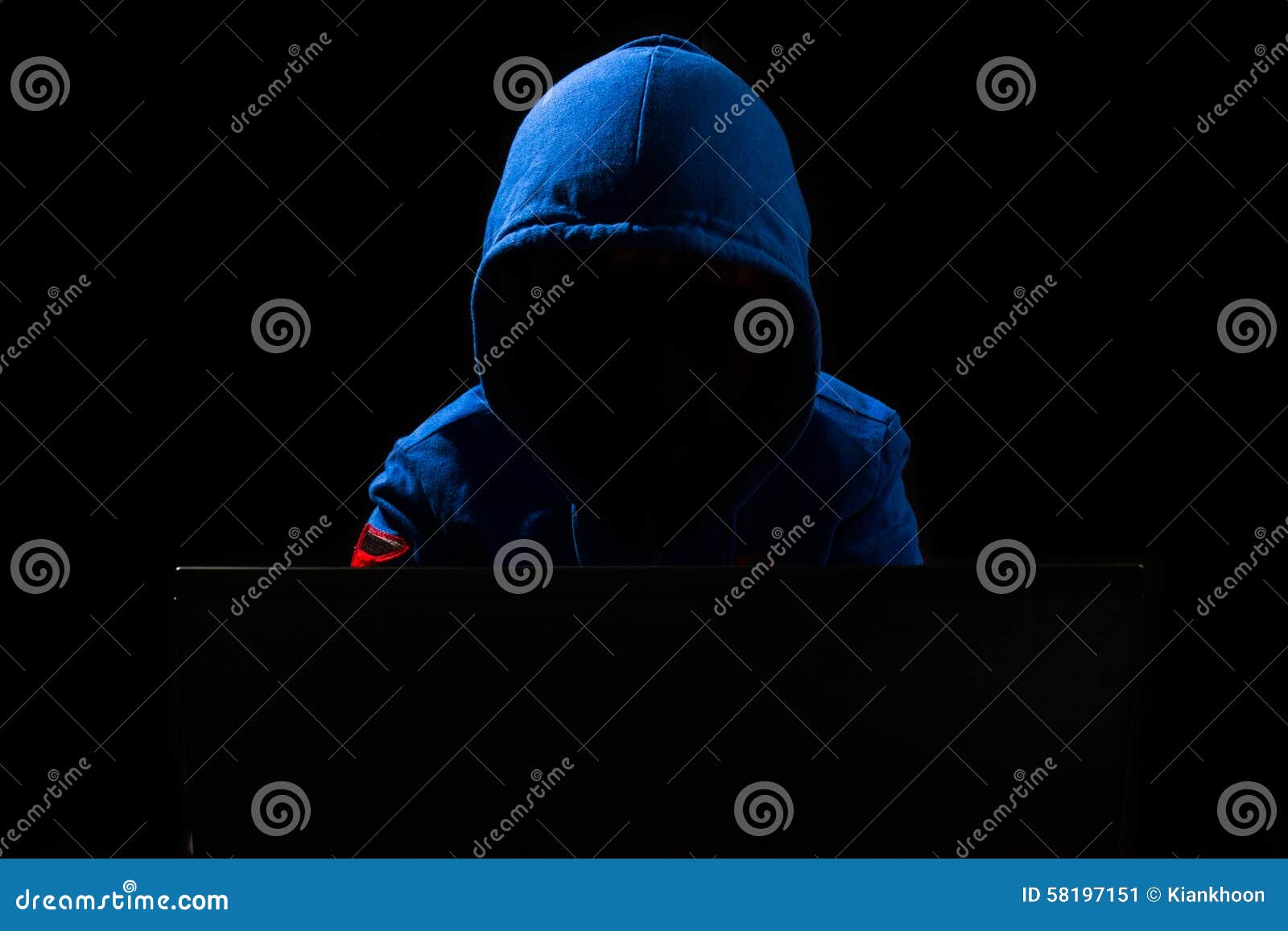 Faceless Hacker Using Computer Stock Image - Image of digital, human ...