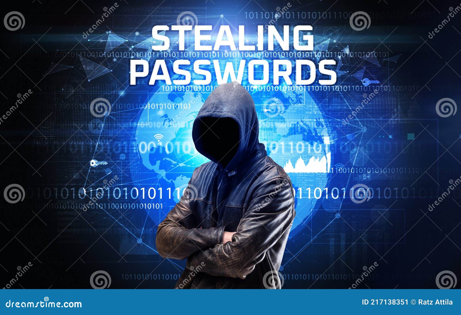 Faceless Hacker at Work, Security Concept Stock Image - Image of hoodie ...