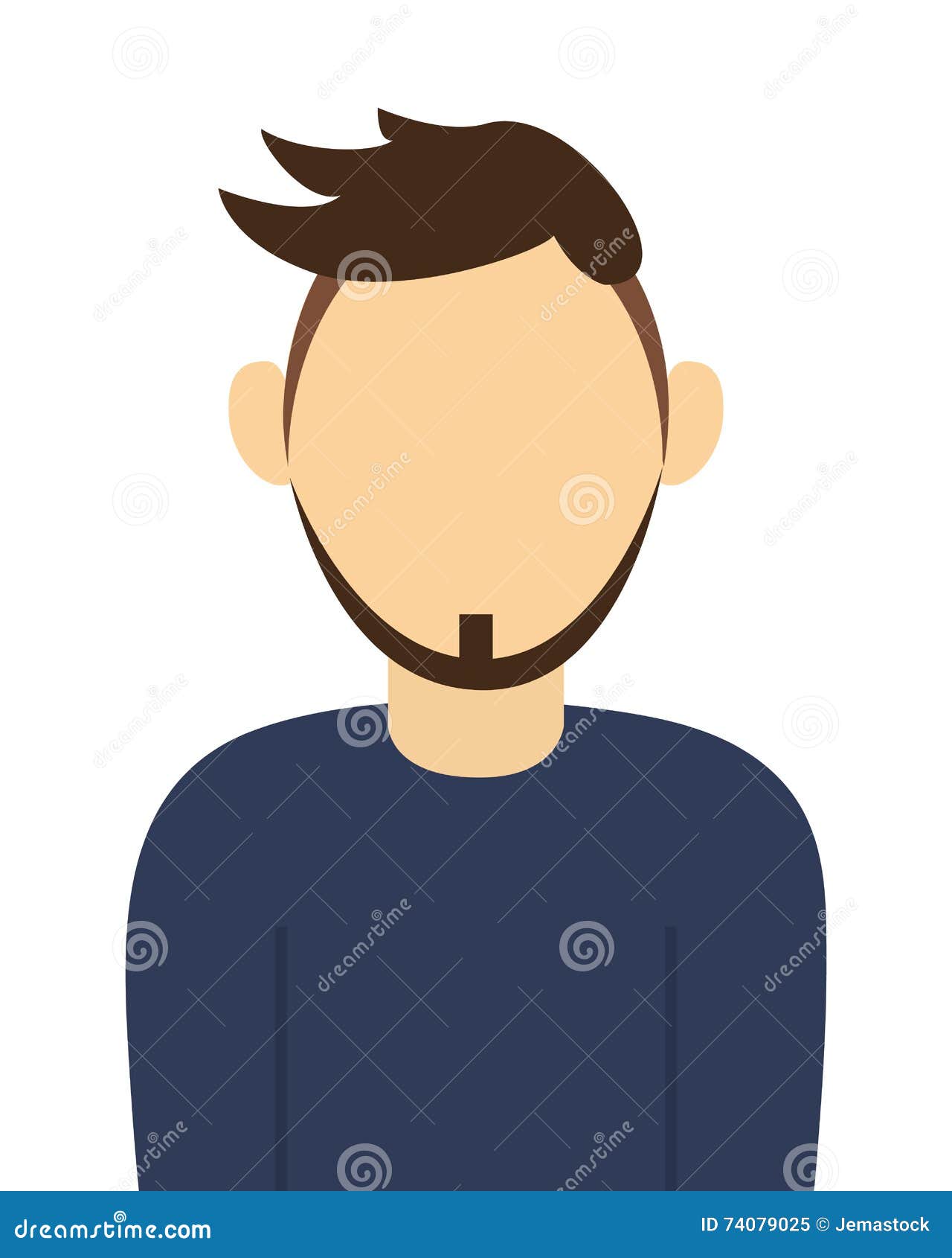 Faceless Man with Beard Portrait Icon Stock Illustration - Illustration ...