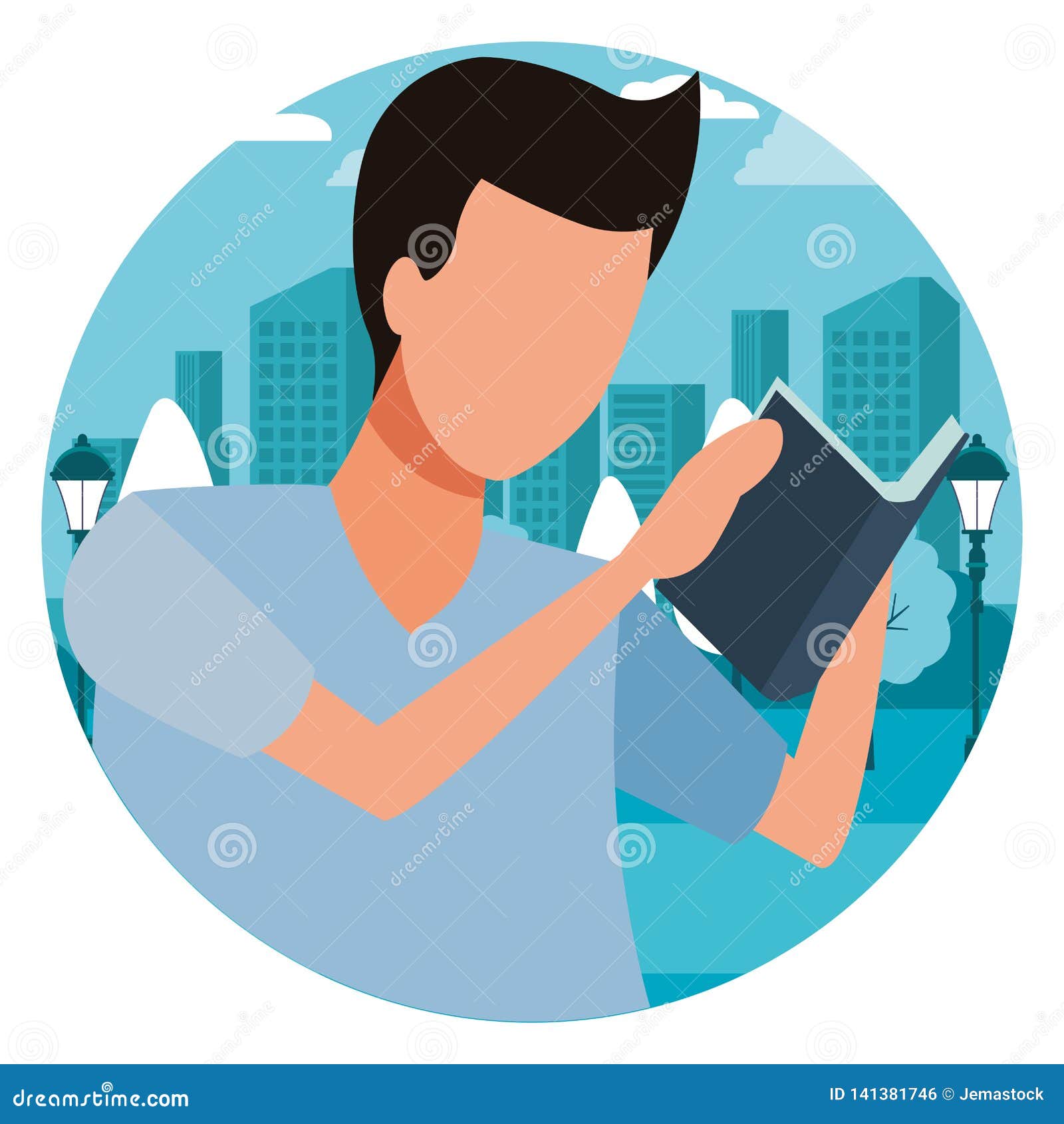 Faceless man reading book stock vector. Illustration of person - 141381746