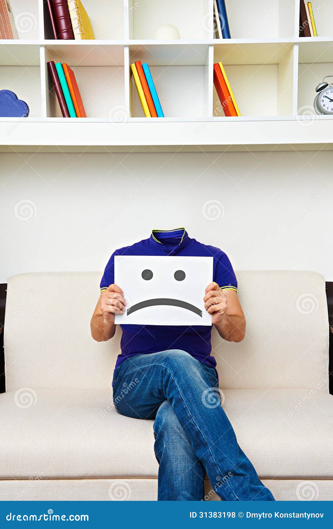Faceless Man Sitting on Sofa Stock Photo - Image of depression ...