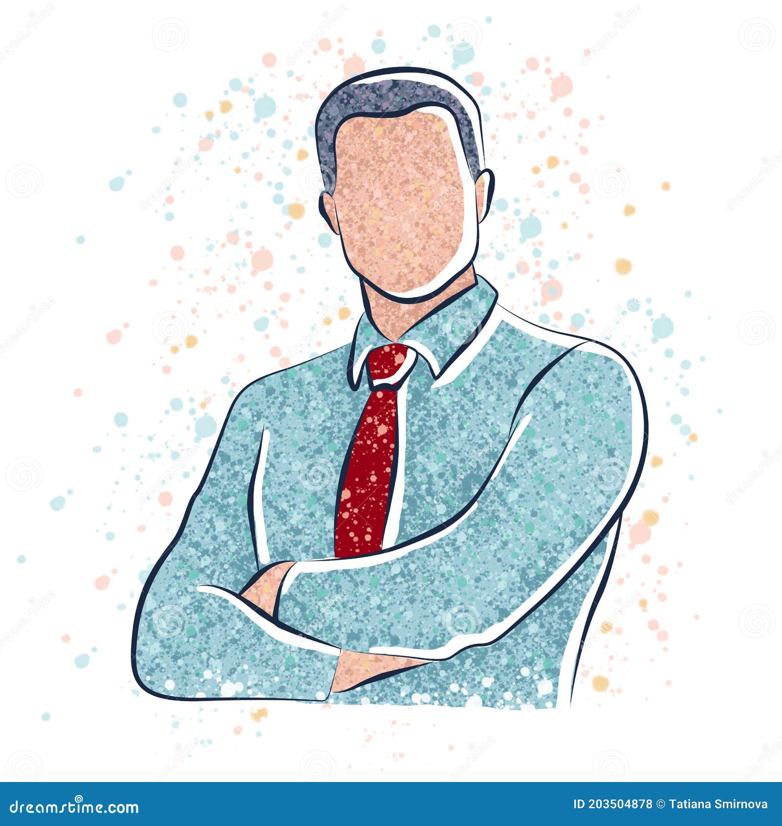 Faceless Office Worker in a Red Tie with Folded Hands Stock ...