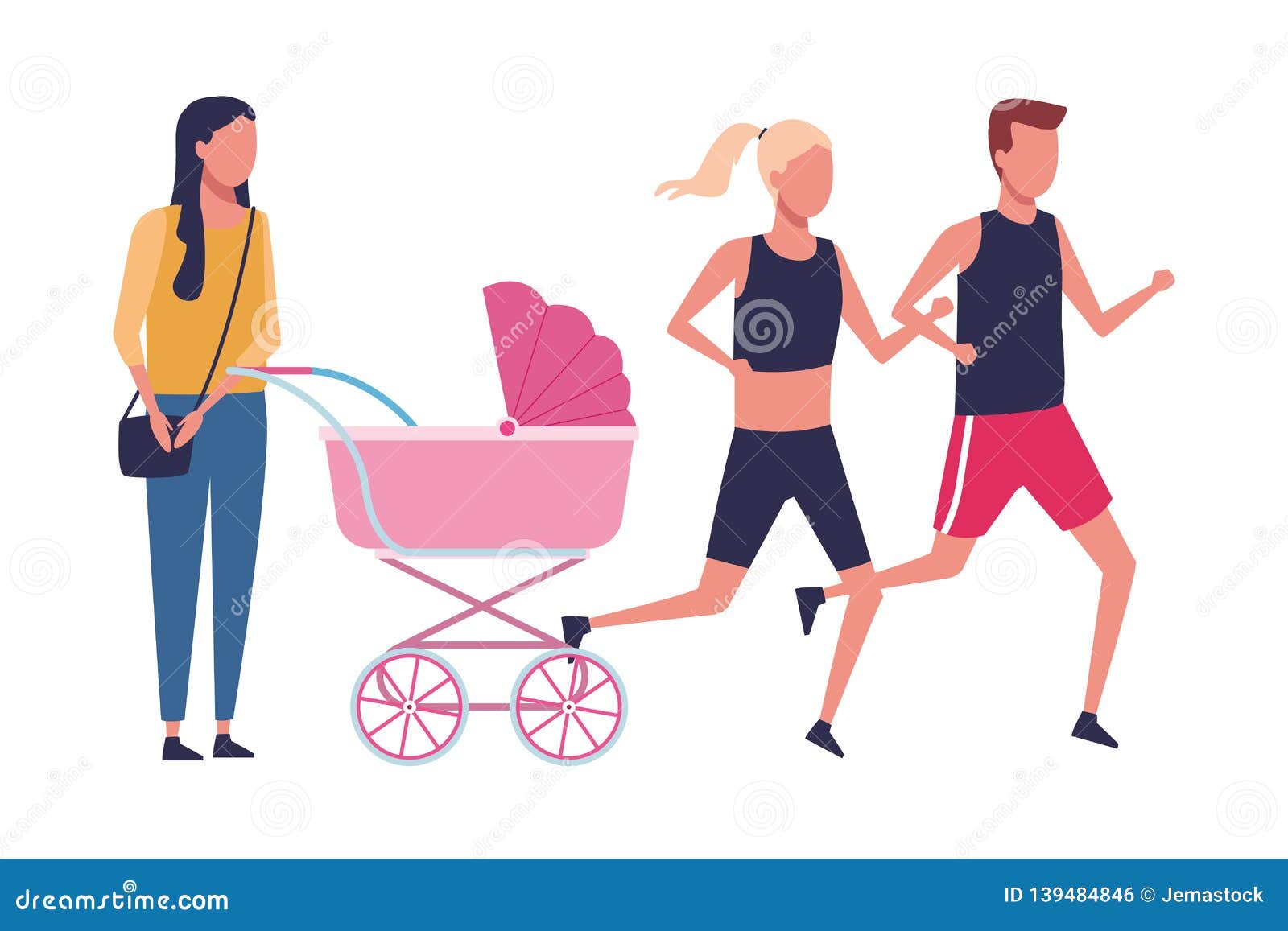 Faceless people running stock vector. Illustration of carriage - 139484846