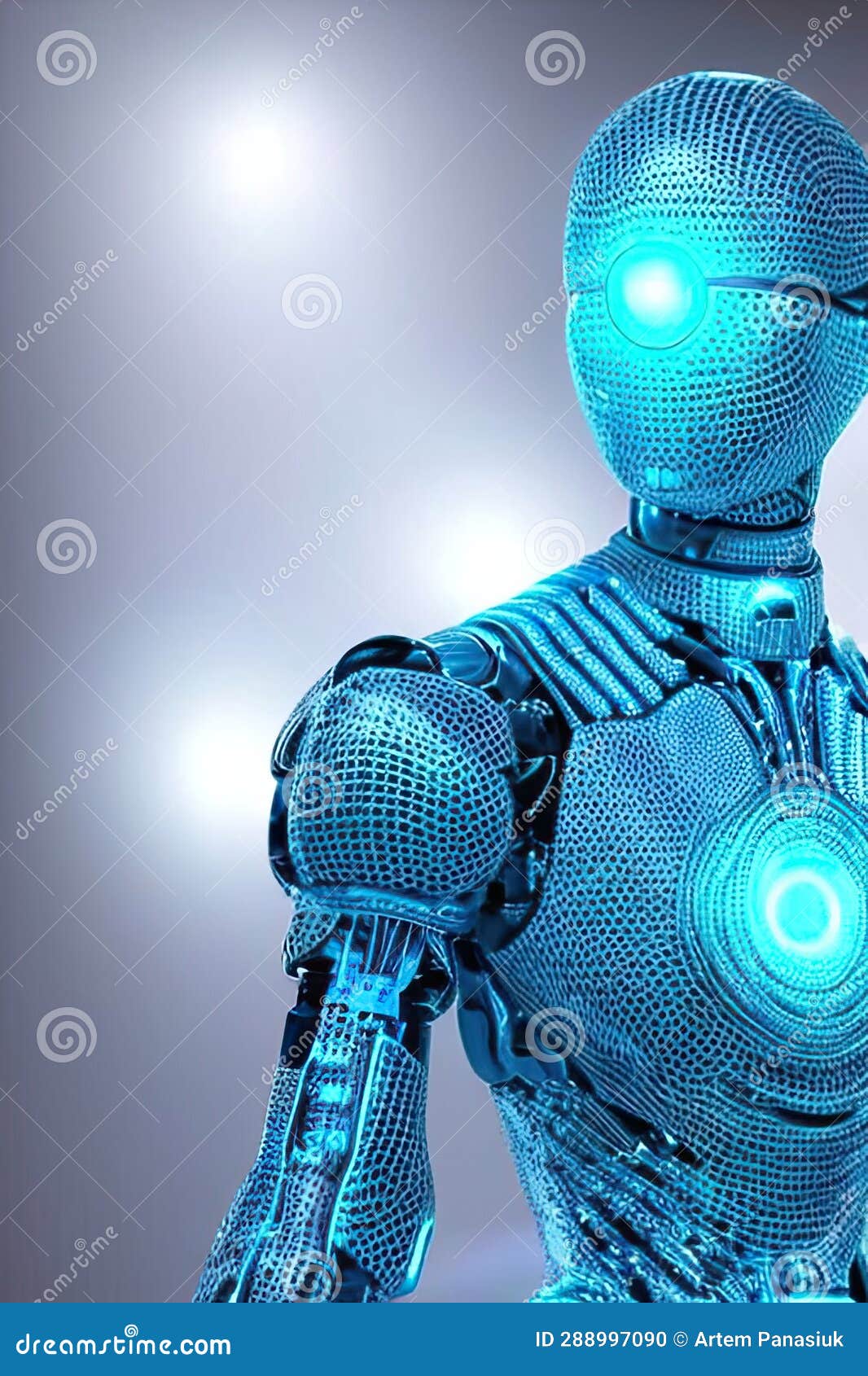 Faceless Robot Standing and Glowing Stock Illustration - Illustration ...