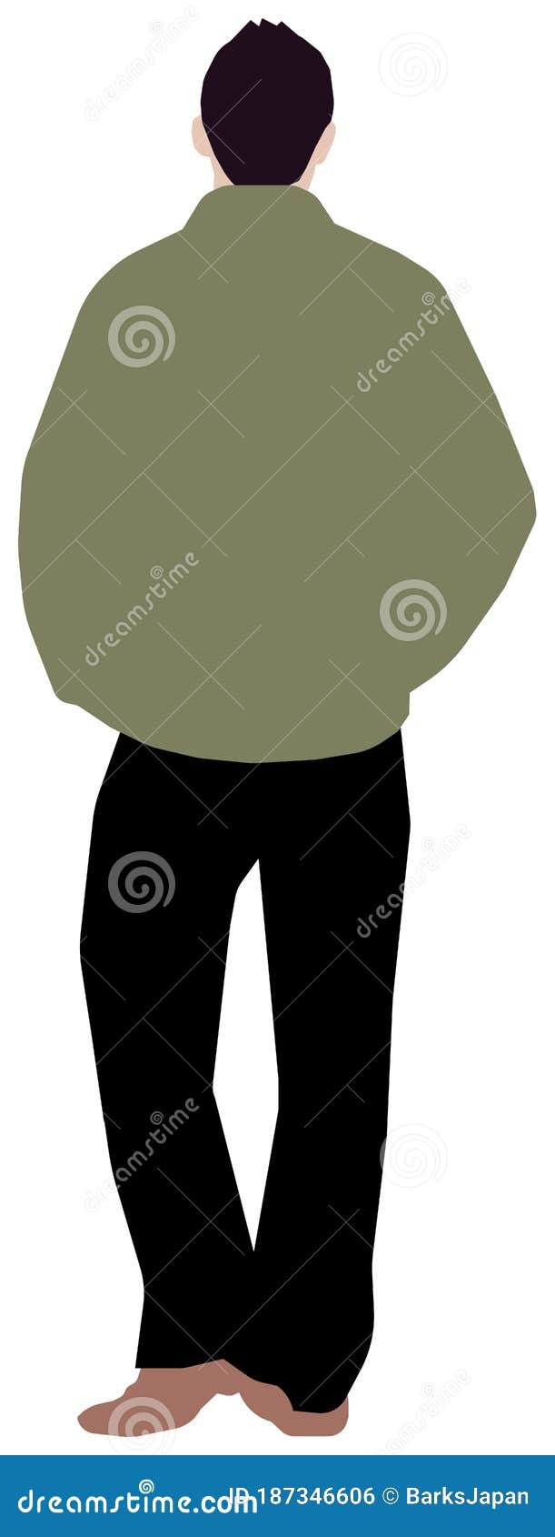 Faceless Standing Man Vector Illustration Back View Stock Vector ...