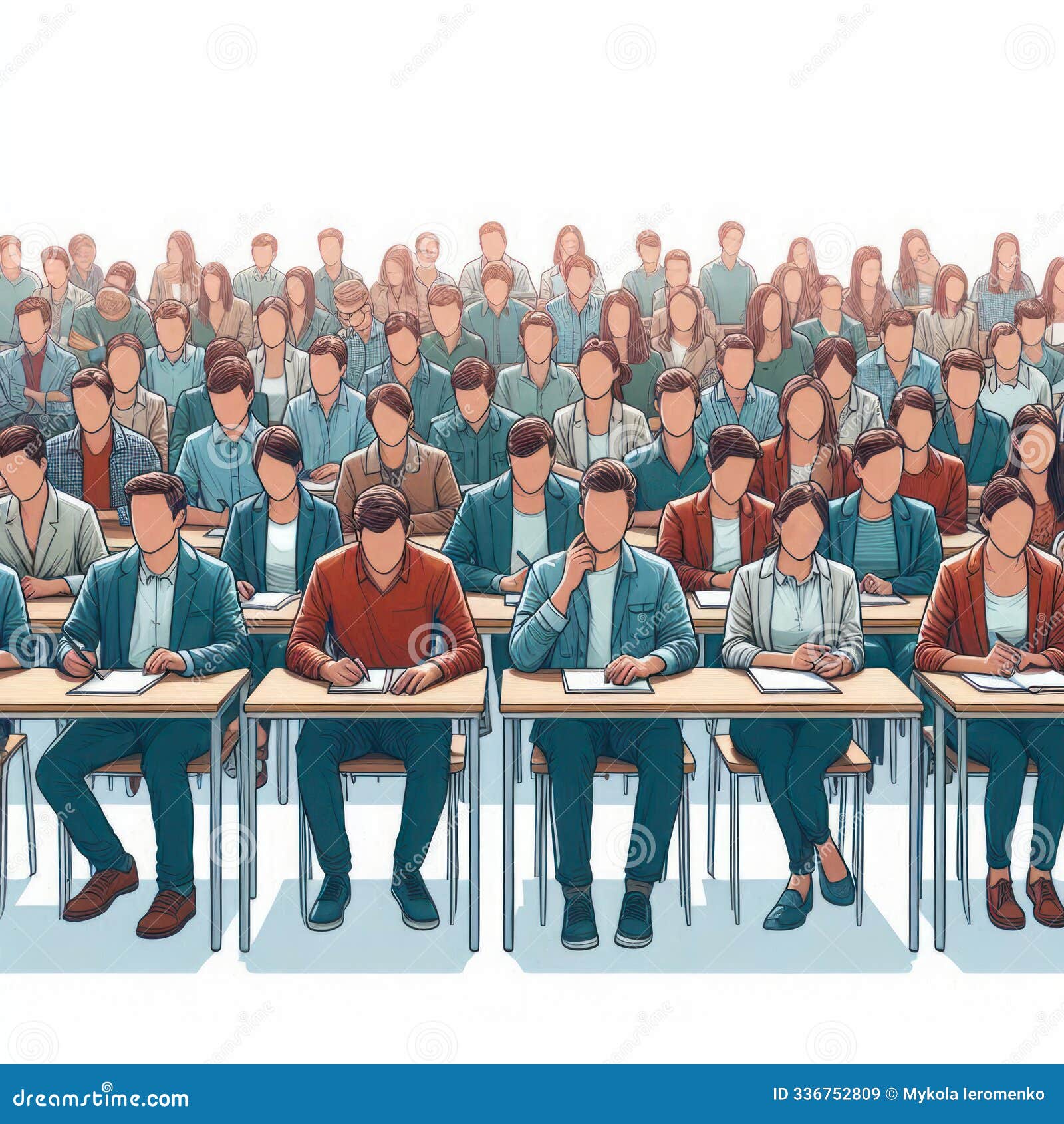 Faceless Students at the Exam in the Classroom. Stock Image - Image of ...