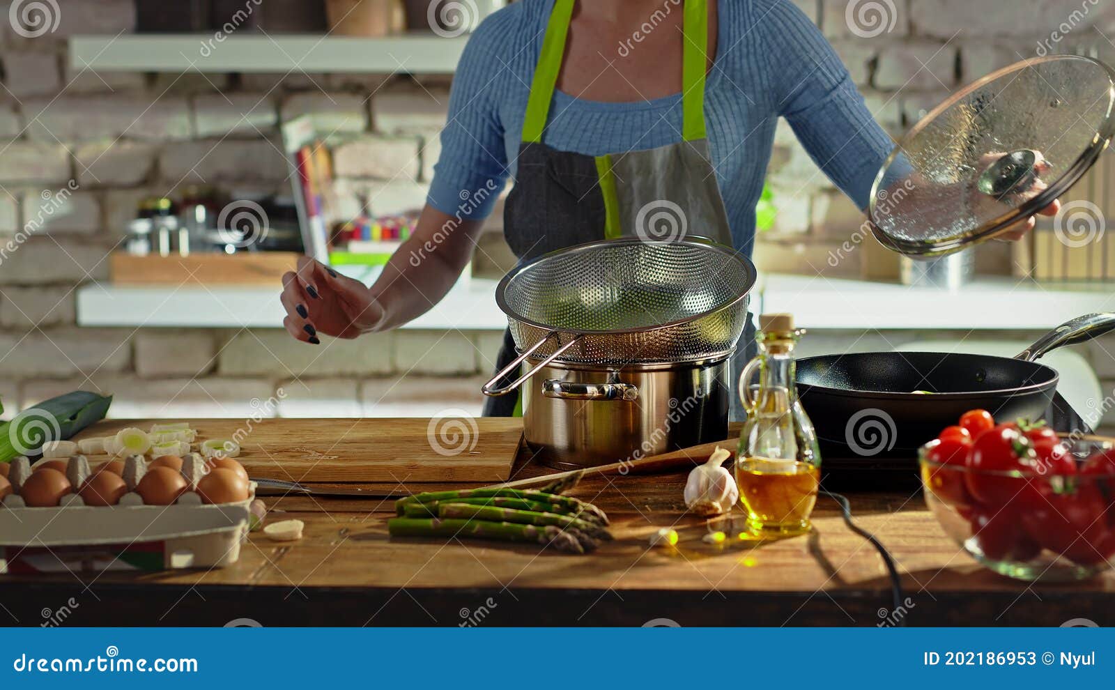 Faceless Woman Cooking in Kitchen Stock Image - Image of authentic ...