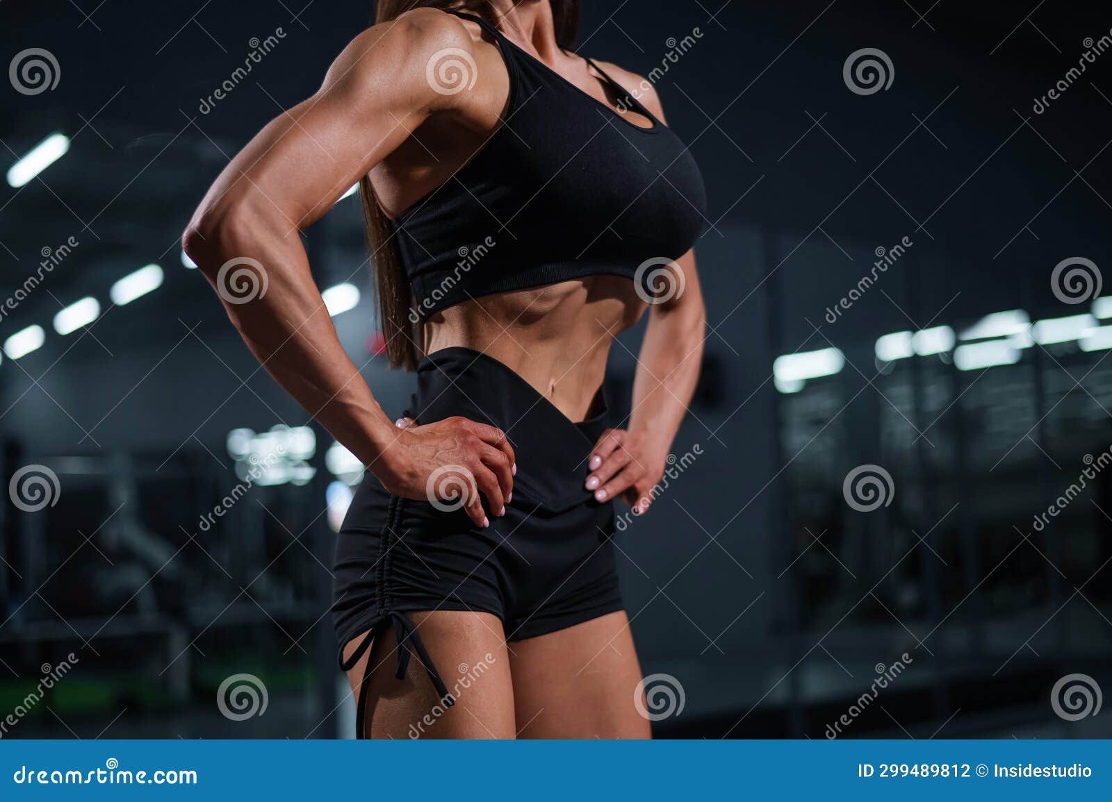 Faceless Woman Doing Vacuum Exercise in the Gym. Stock Photo - Image of ...