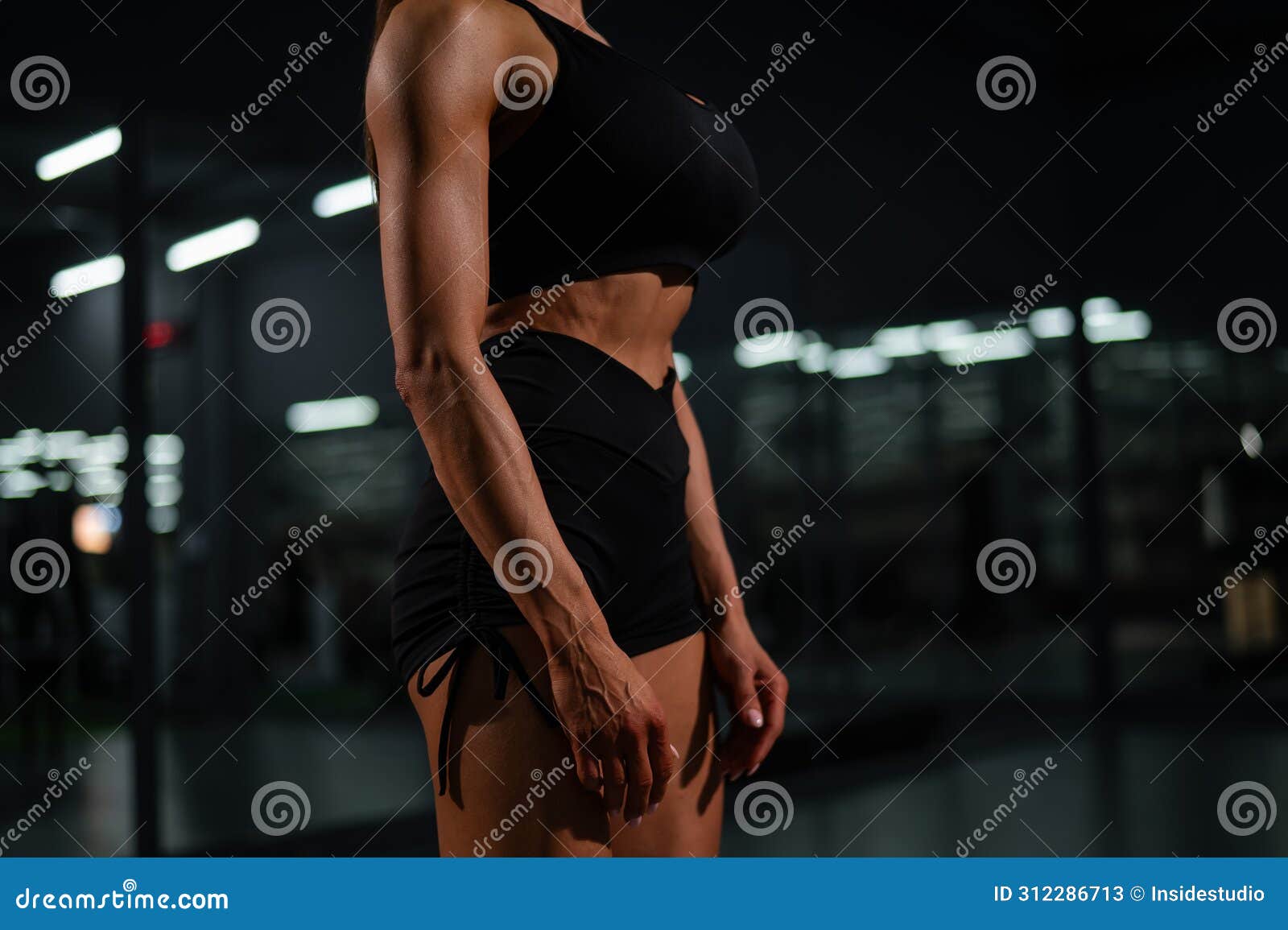 Faceless Woman Doing Vacuum Exercise in the Gym. Stock Image - Image of ...
