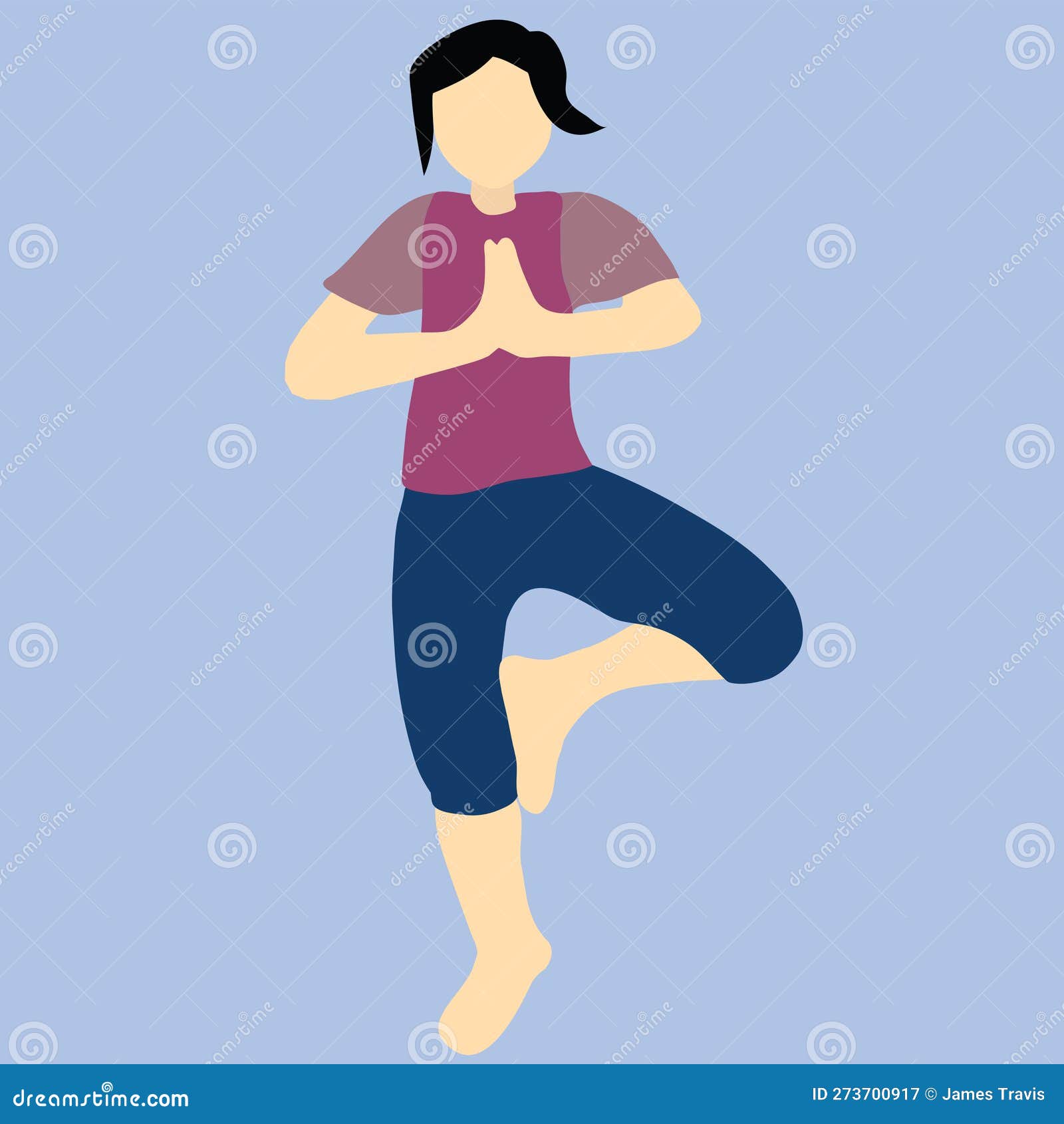 Faceless Woman Doing Yoga Pose Flat Simple Illustration Stock ...