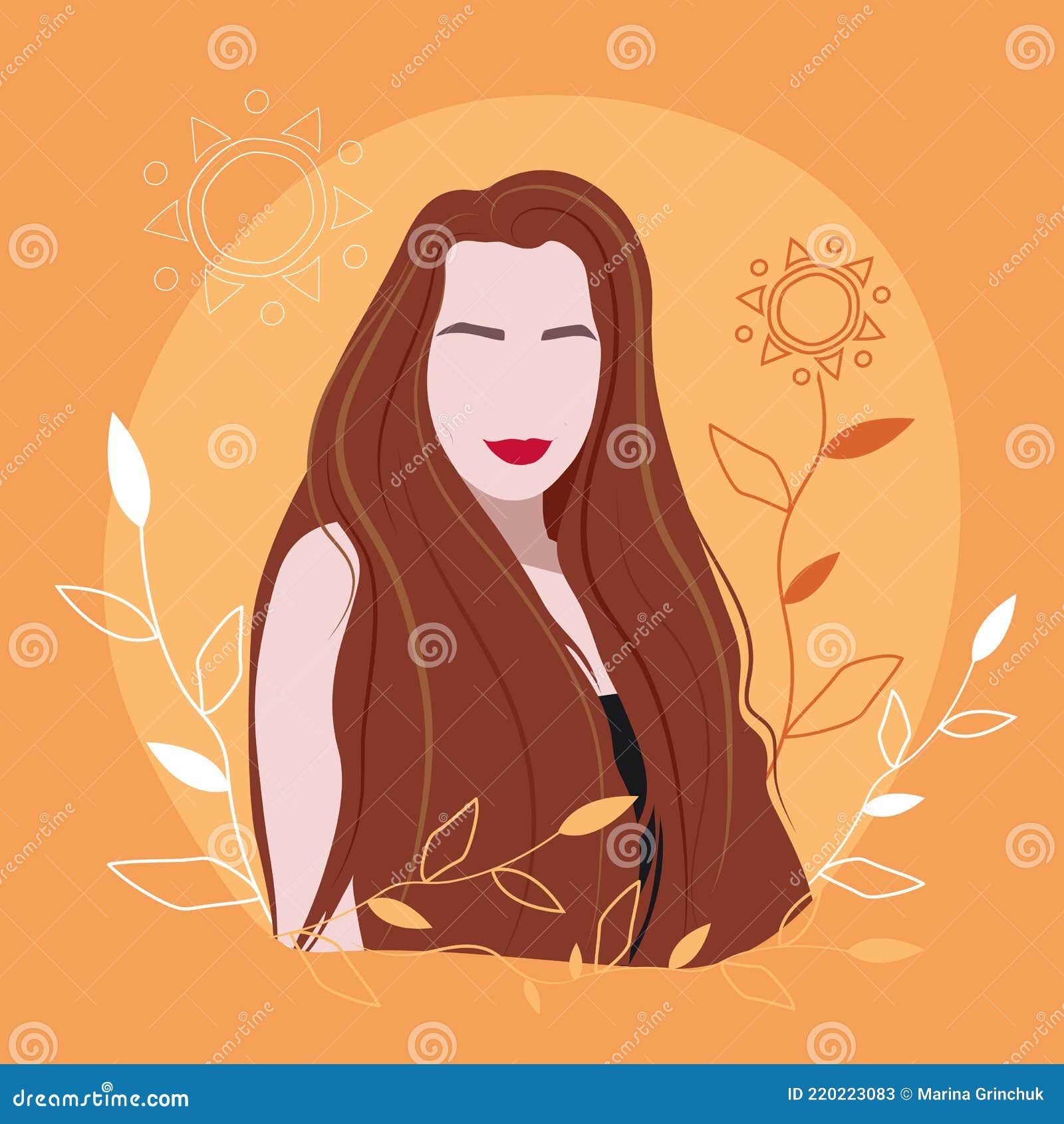 Faceless Portrait of a Red-haired Girl Stock Vector - Illustration of ...