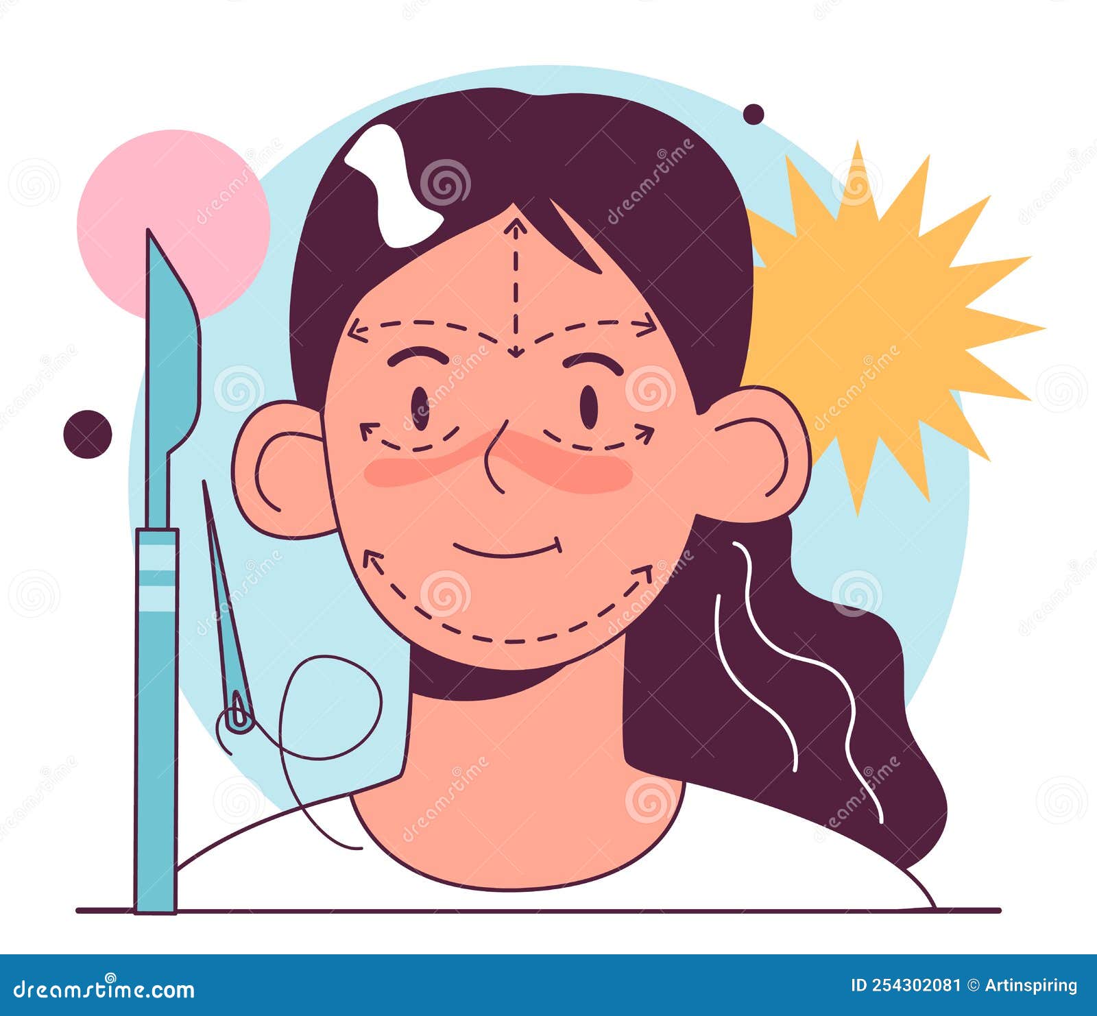 Facelift. Face Features Correction or Anti-aging Procedure Stock Vector ...