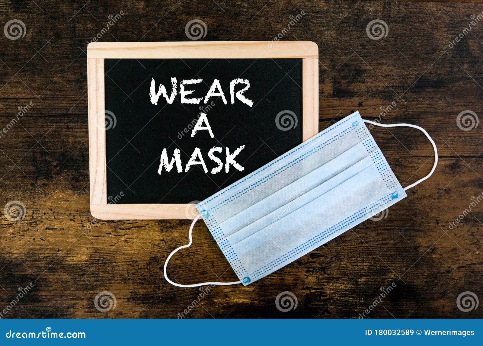 Facemask and a Blackboard with the Words Wear a Mask Stock Image ...