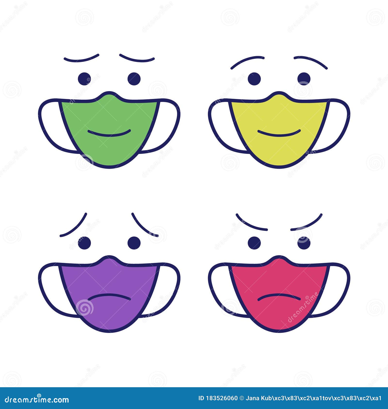 N95 Facemask Ppe Face Mask Icon Set - Respiratory Face Masks Cartoon ...