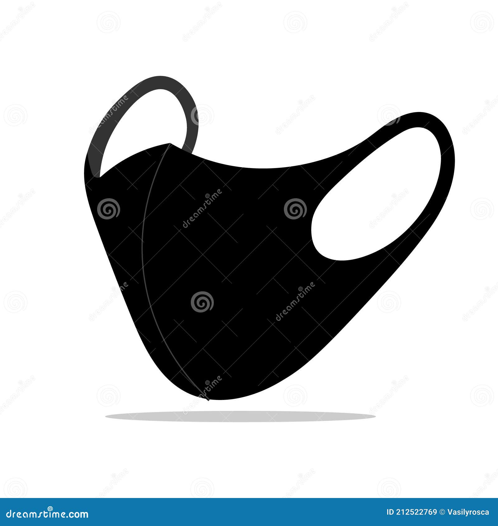 Facemask Vector Mockup Icon. Black Face Mask Ppe Anti Dust Mask Shape ...