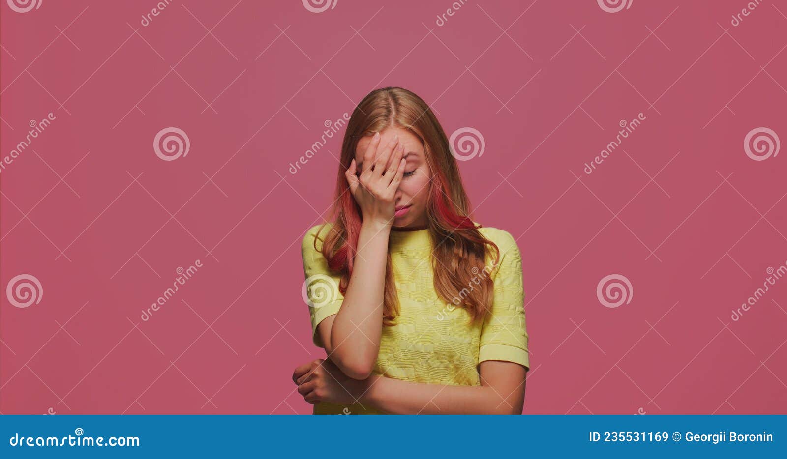 Facepalm Gesture Shame Emotion Forgetful Girl Slap Head With Sorrow