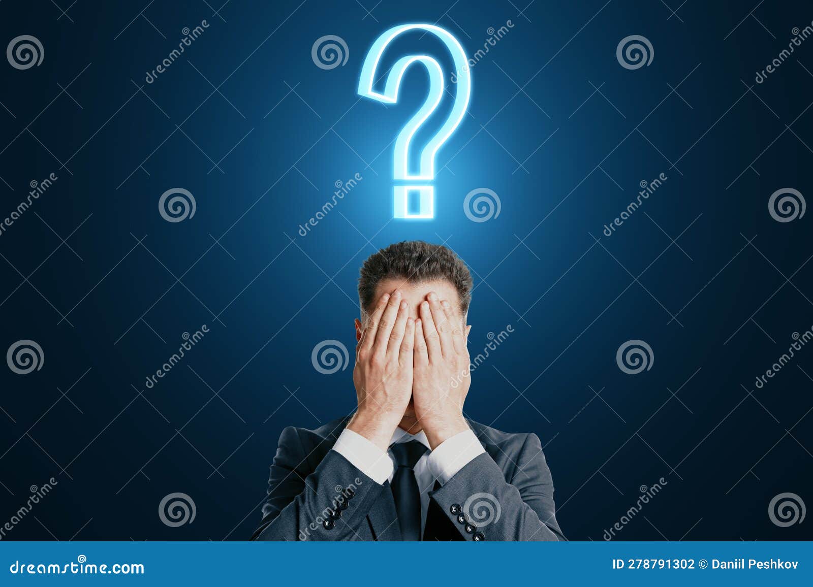 Facepalm Man with Question Sign Over His Head, Doubt and Decision ...