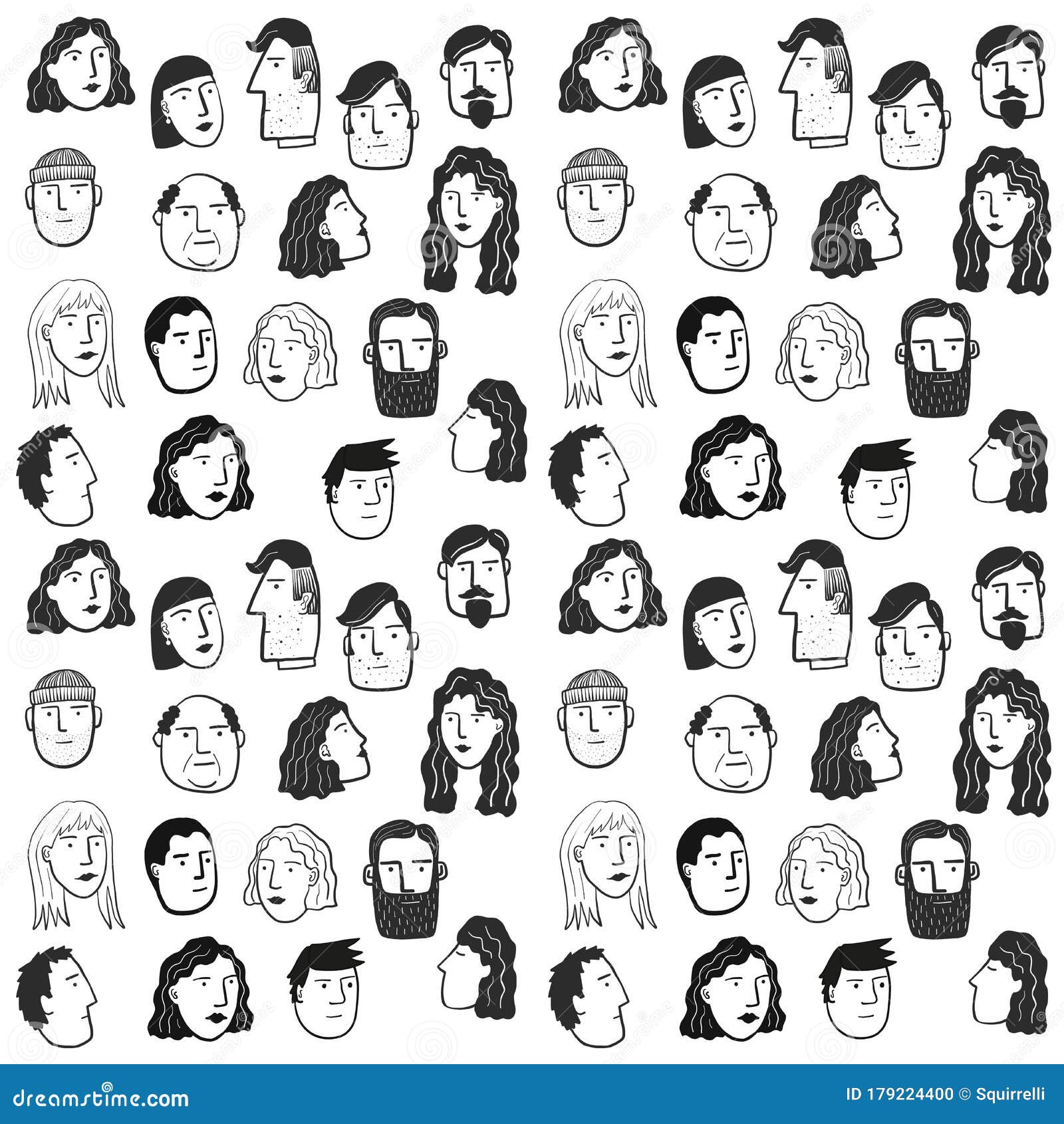 People and Faces in a Crowd Stock Vector - Illustration of drawn ...
