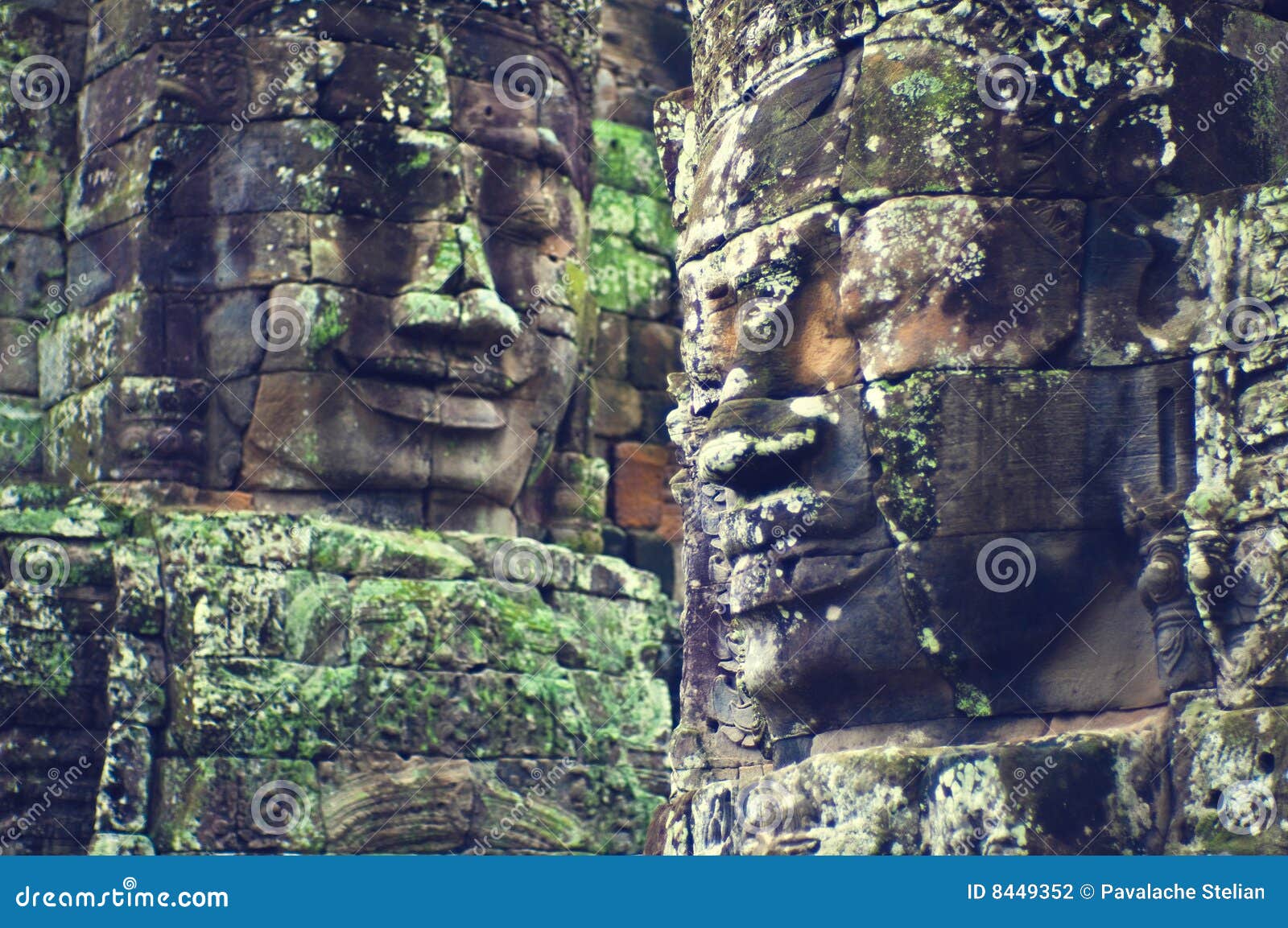 Faces of Angkor Wat (Bayon Temple) Stock Photo - Image of complex ...