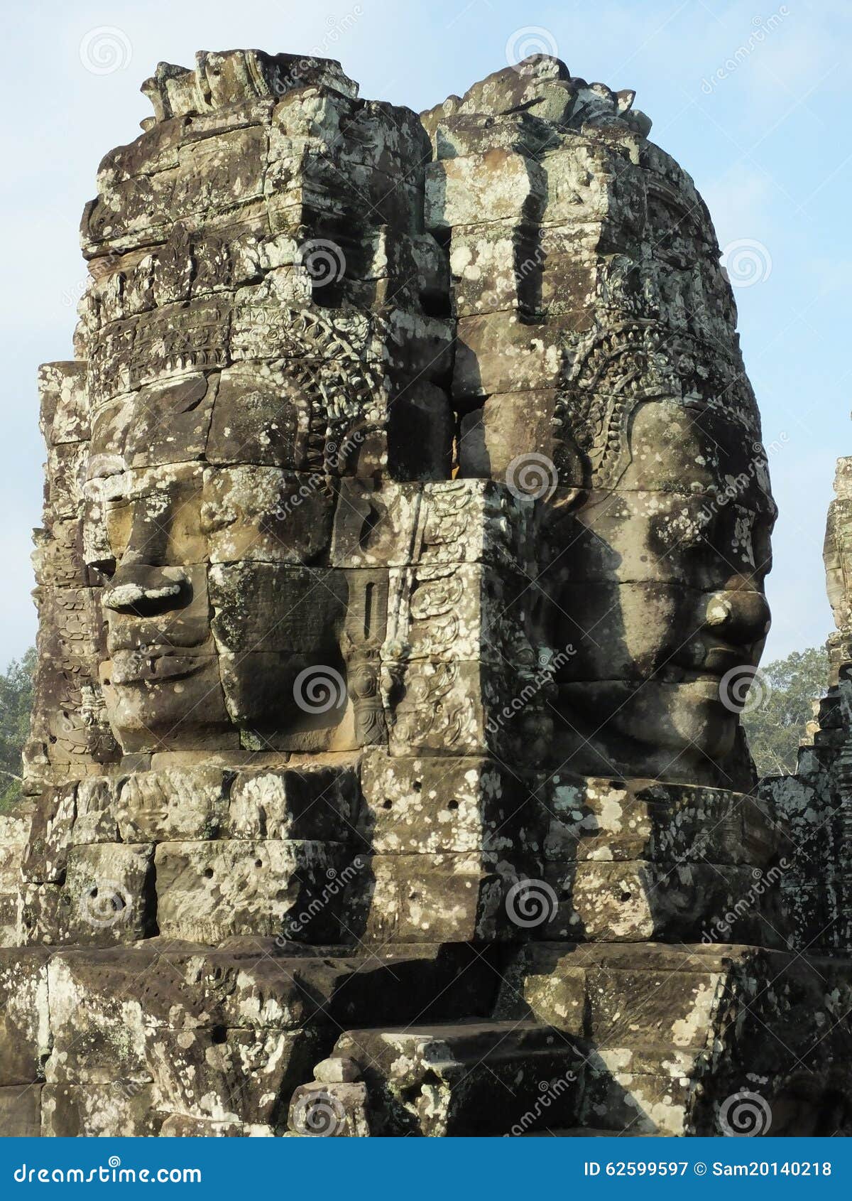 Faces of Bayon Tample. Ankor Wat. Cambodia. Stock Image - Image of ...