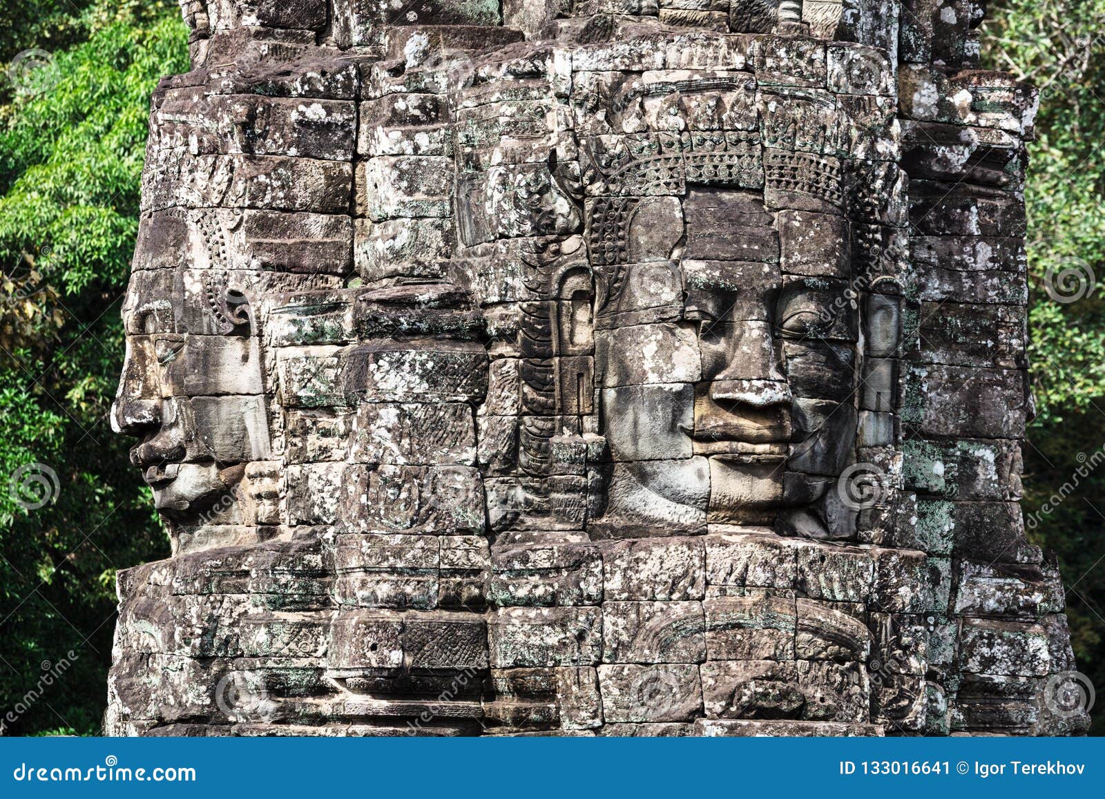 Faces of Bayon temple stock image. Image of building - 133016641