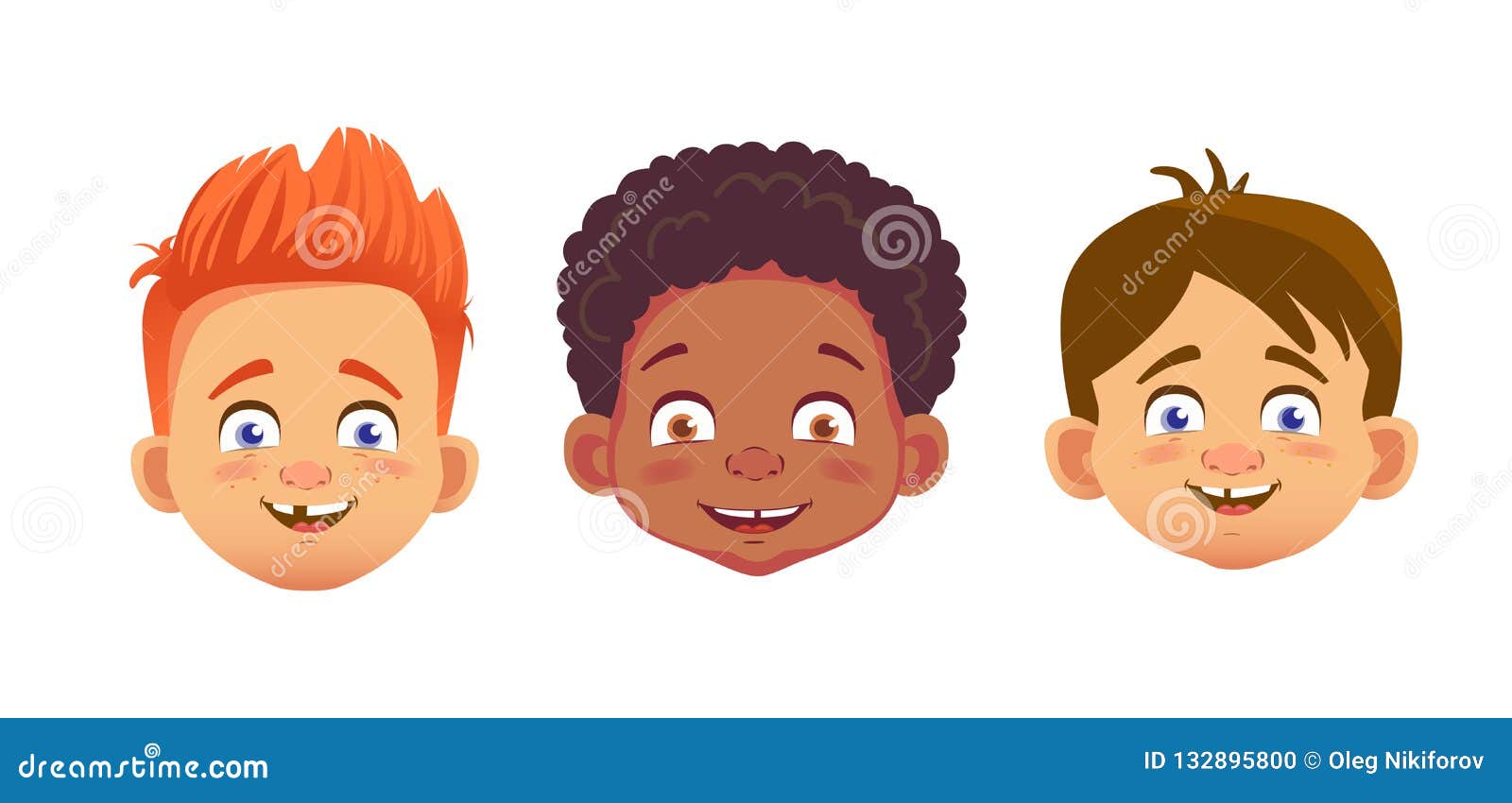 Faces of Boys Character Set Stock Illustration - Illustration of icon ...